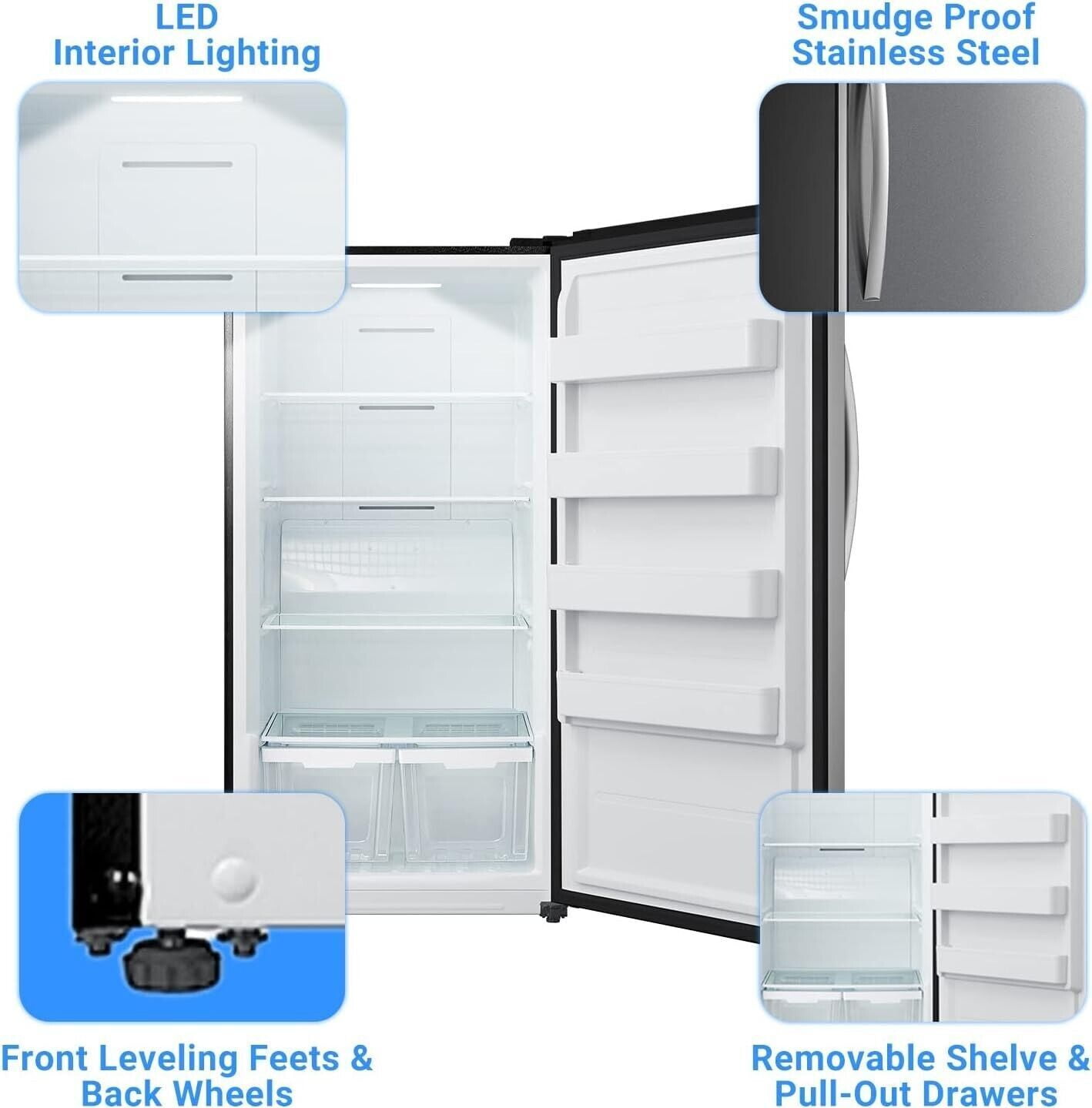 Smad 17.5 Cu ft Upright Freezer Large Capacity Fridge Refrigerator ...