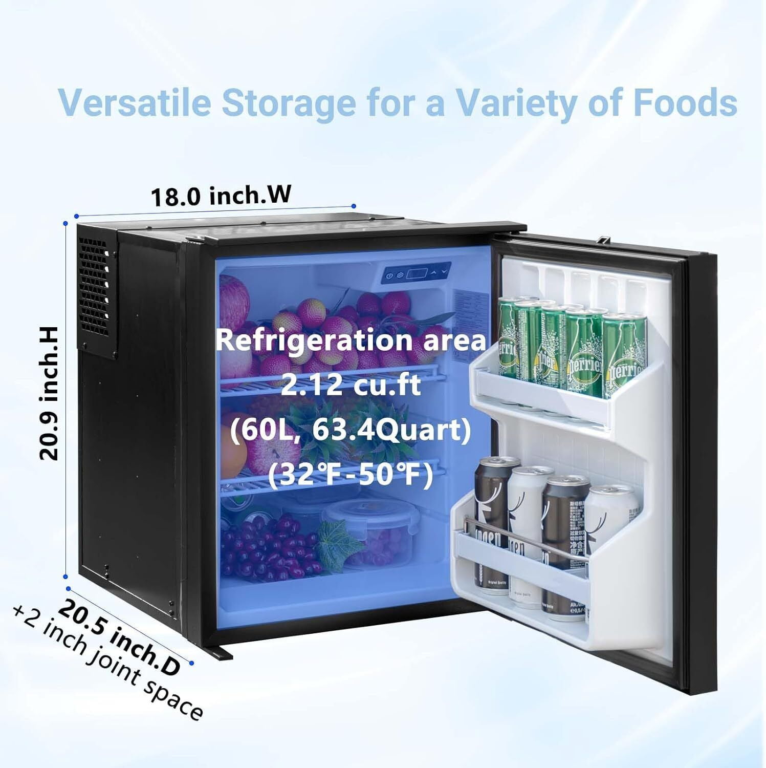 Smad 2.1 Cu ft Compressor Vehicle Car Refrigerator Mini 12/24V DC ...