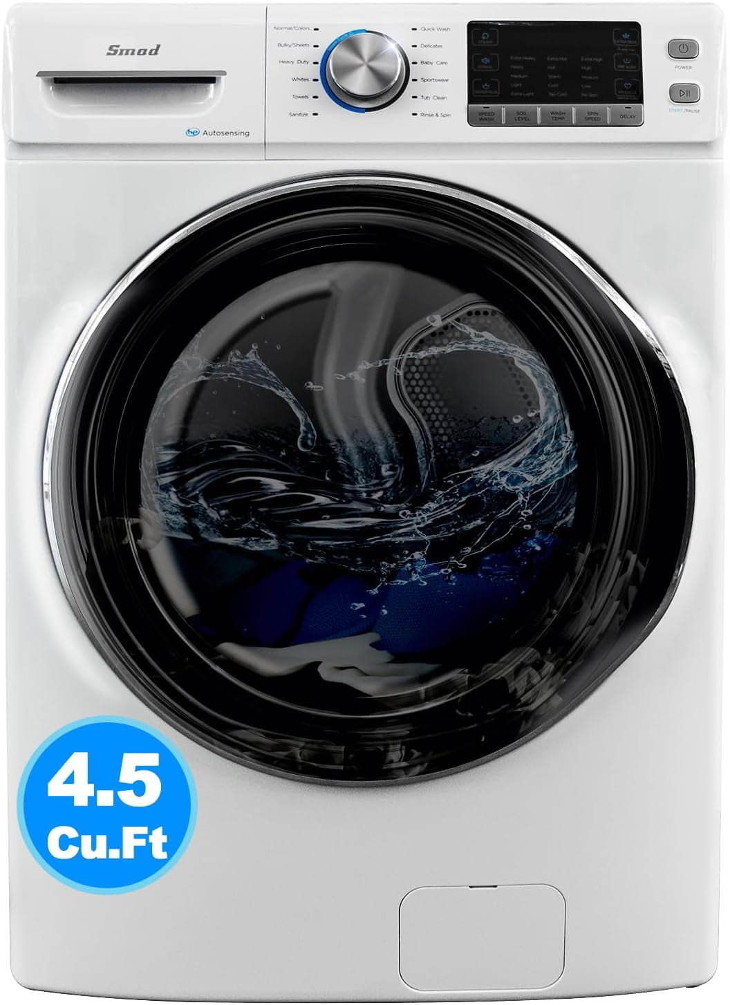 Smad 27 in 120V 4.5 Cu ft Front Load Quick Washing Machine, Quiet ...