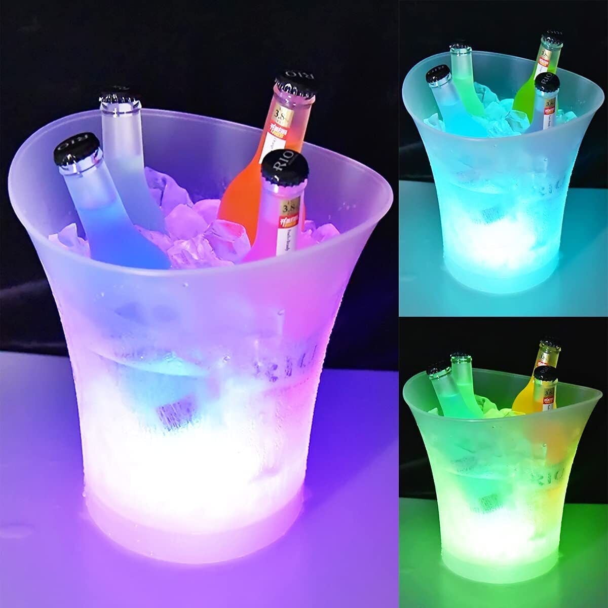 Smad 3 PCS Ice Bucket 7 Color Changing LED Cooler Drinking Party Wine ...