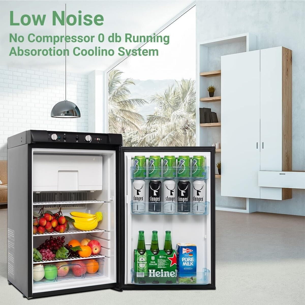 Smad 3 Way Fridge Gas/12V/110V 3.5 Cu.ft Propane Camping Refrigerator ...