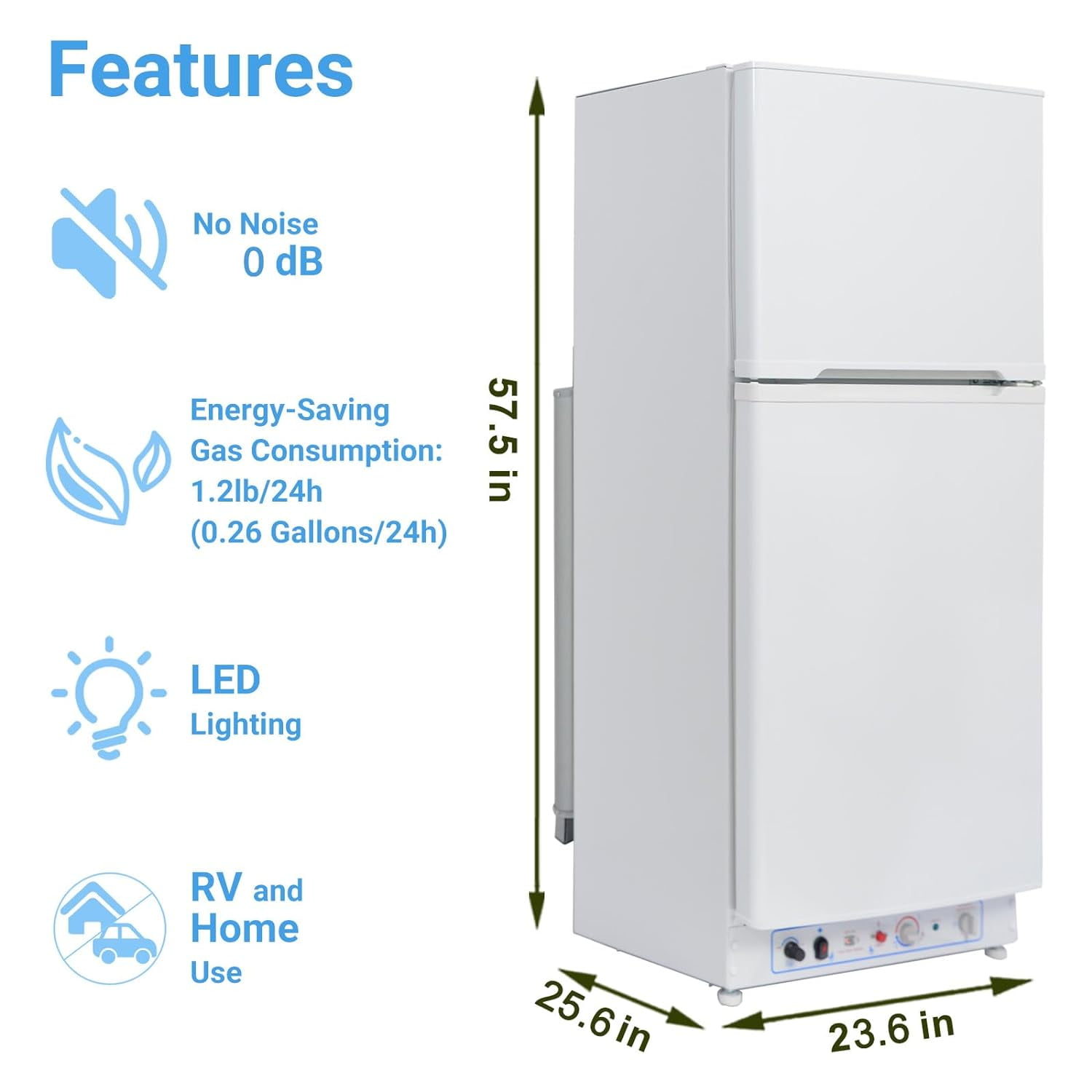 Smad 6.1 Cu.Ft Propane Refrigerator Off Grid 2 Way RV with Freezer for ...