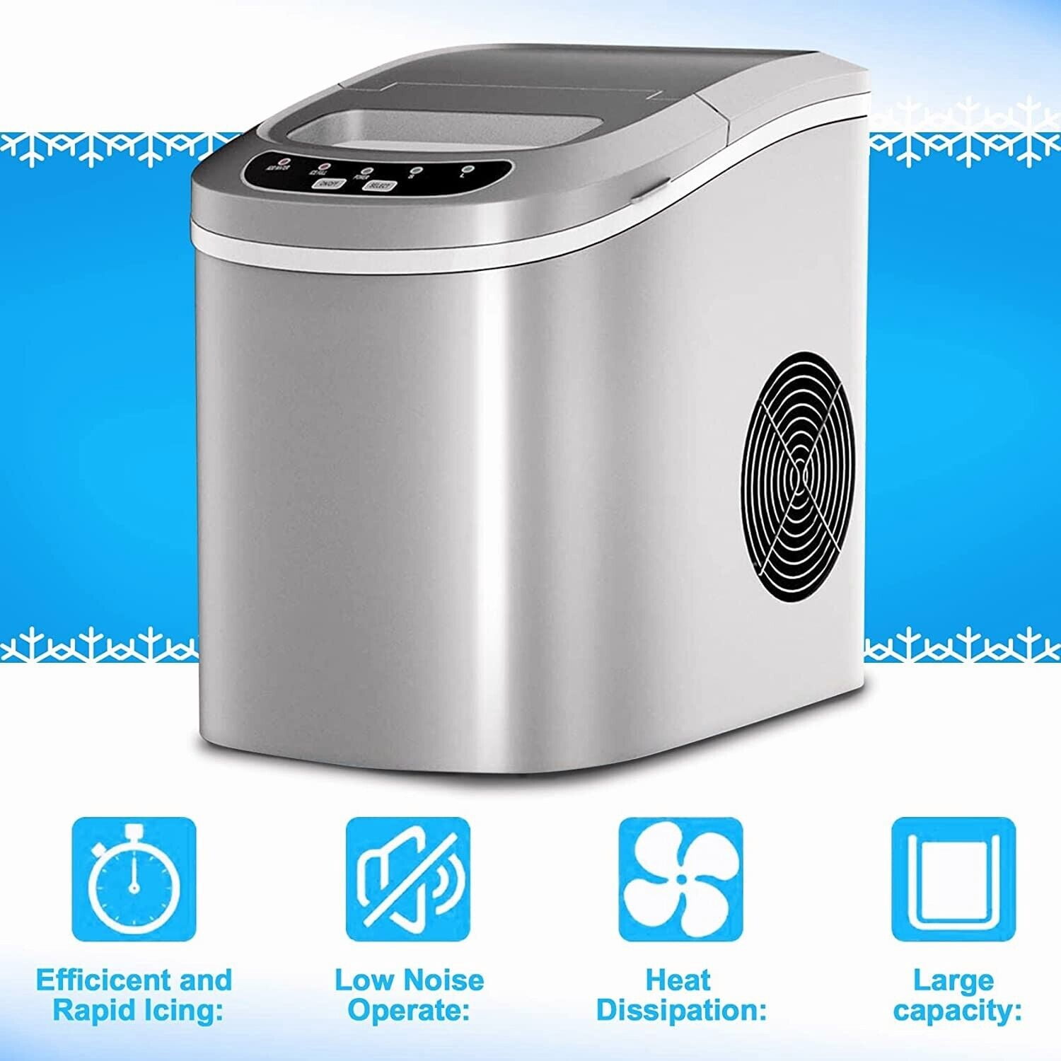 Smad Countertop Compact Ice Maker Portable Machine Produce 26lbs per ...