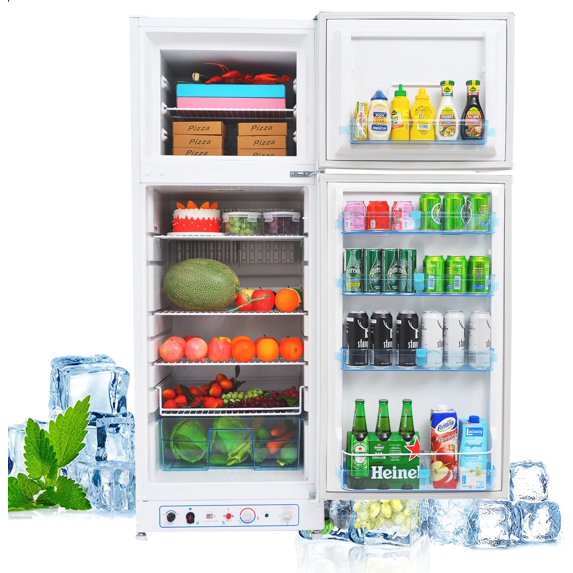 Smad Propane Refrigerator 110V/Propane Fridge up Freezer 9.3 Cu ft ...