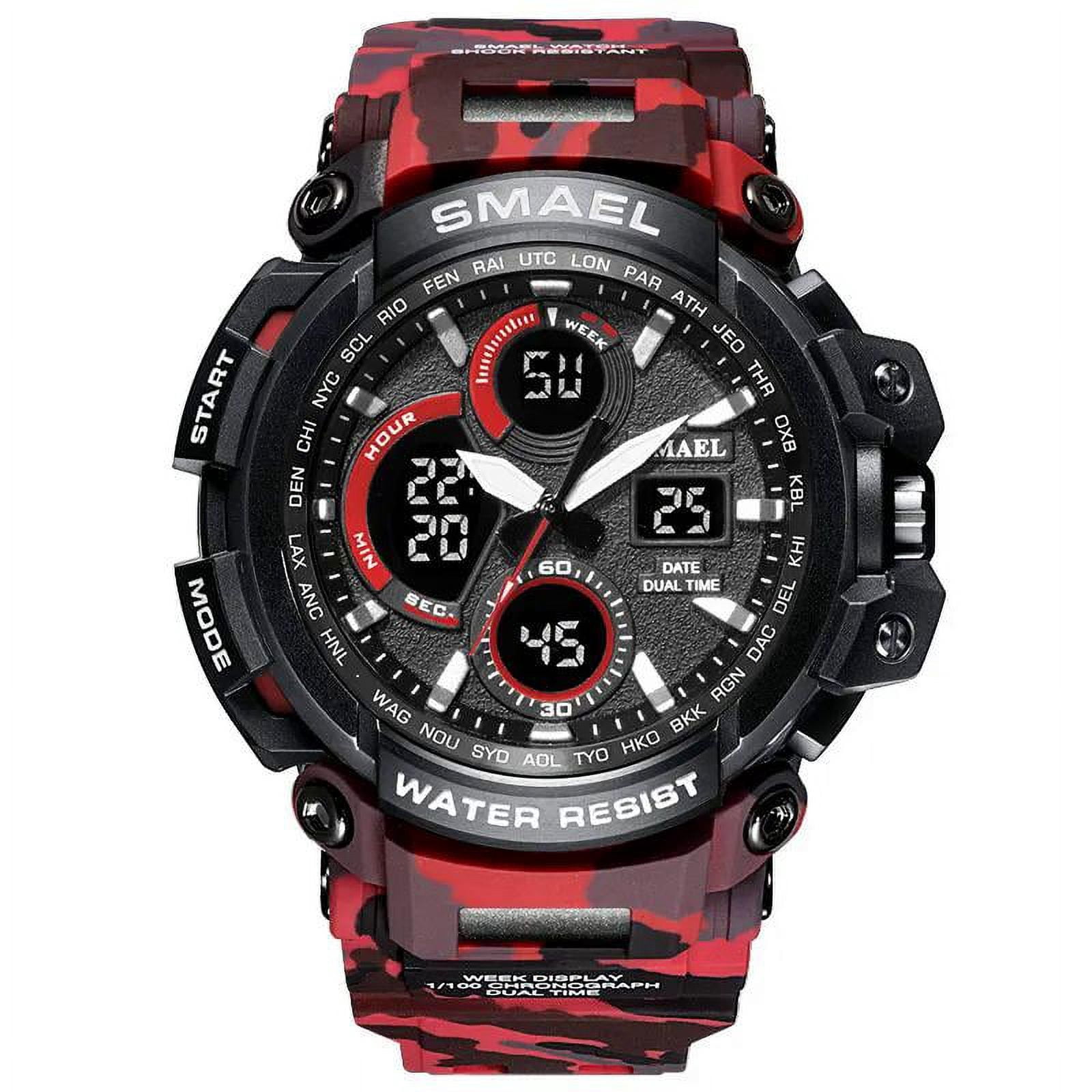 Smael sport watch for men new dual time display male clock waterproof ...