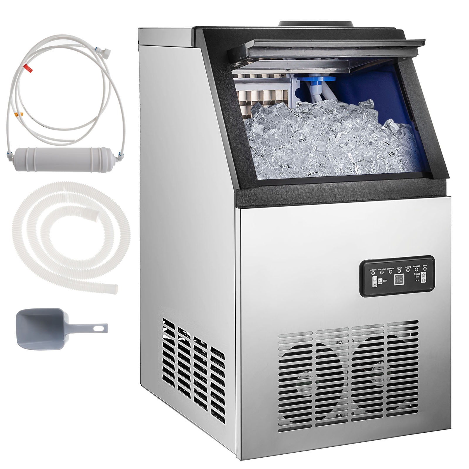 SmaketBuy Commercial Ice Maker 110LBS/24H Stainless Steel Commercial ...