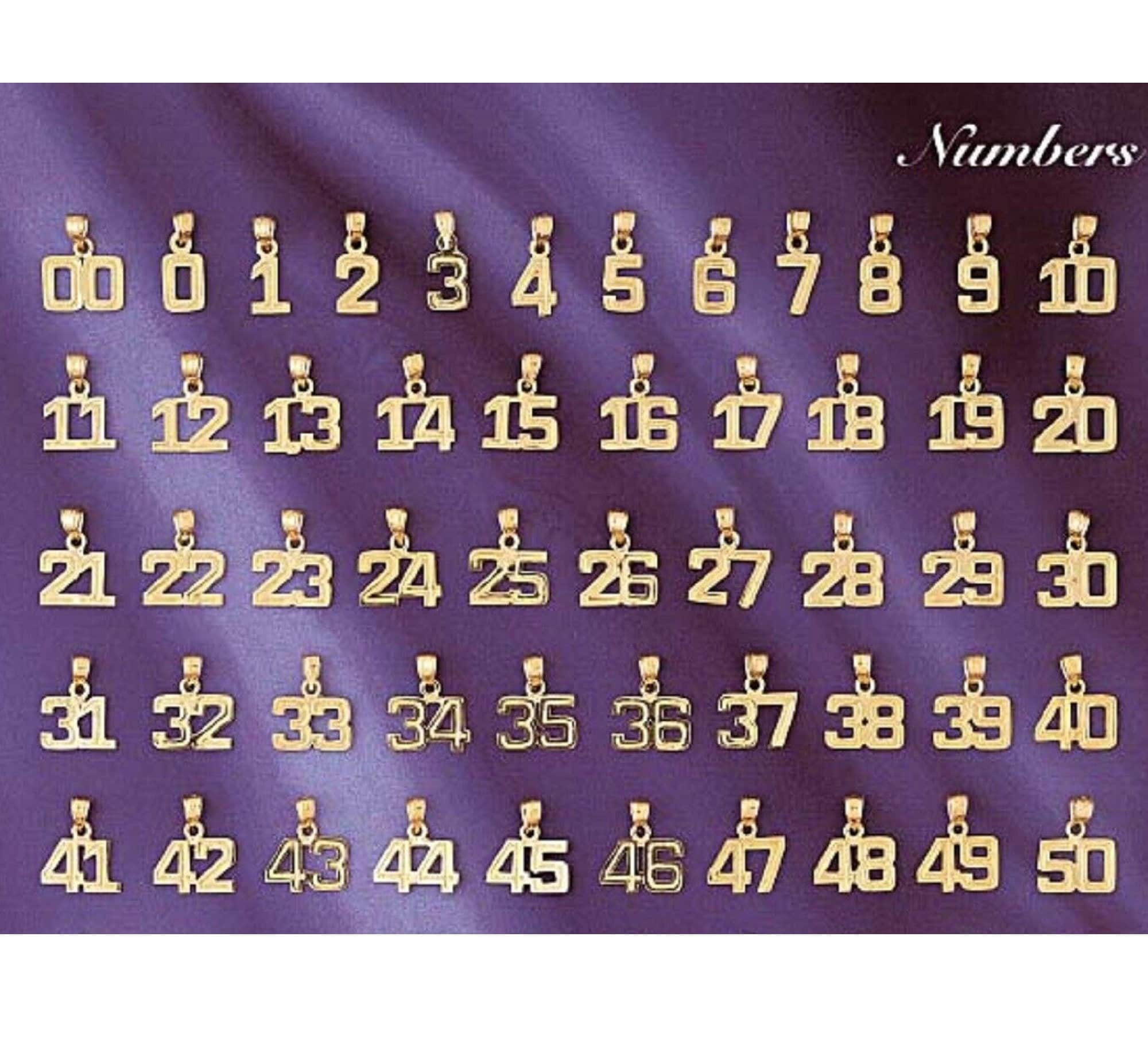 Small 0 to 50 Any One 14K Yellow Gold Number Pendant - Walmart.com