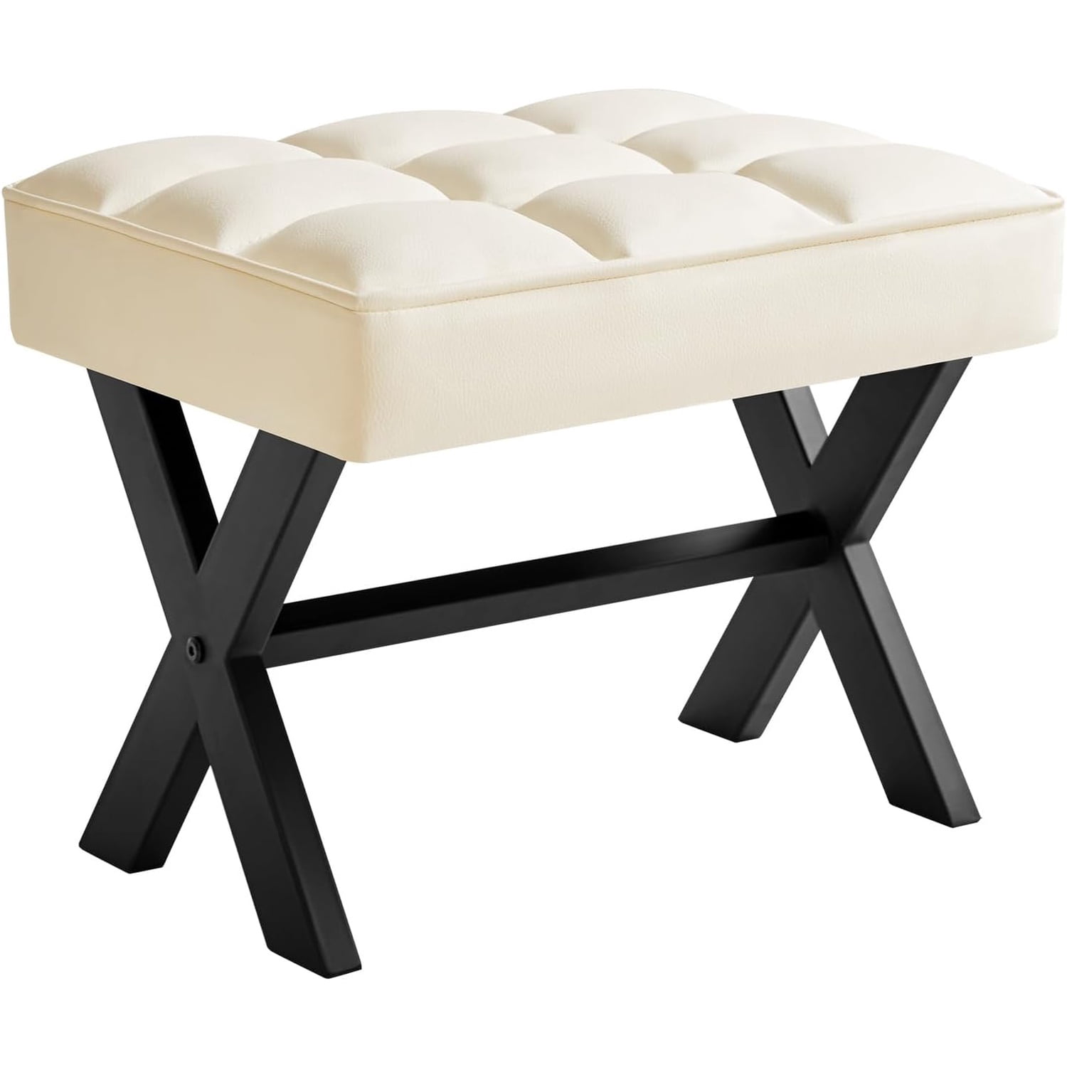 Small 12" H Footrest Stool, Square PU Foot Stool with X-, Multi-Use as ...