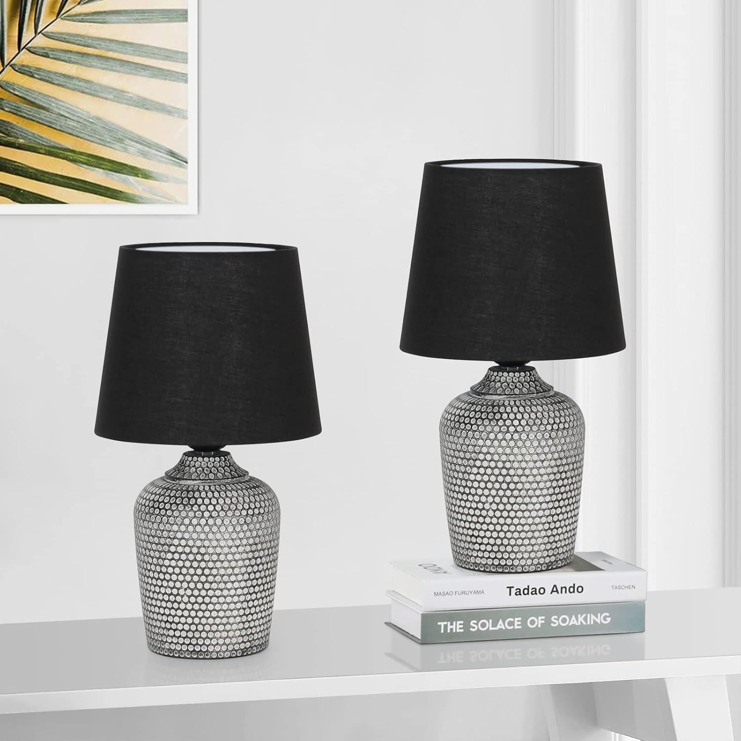 Small 12'' Table Lamps Set of 2, Bedside Nightstand Lamps for Bedroom ...