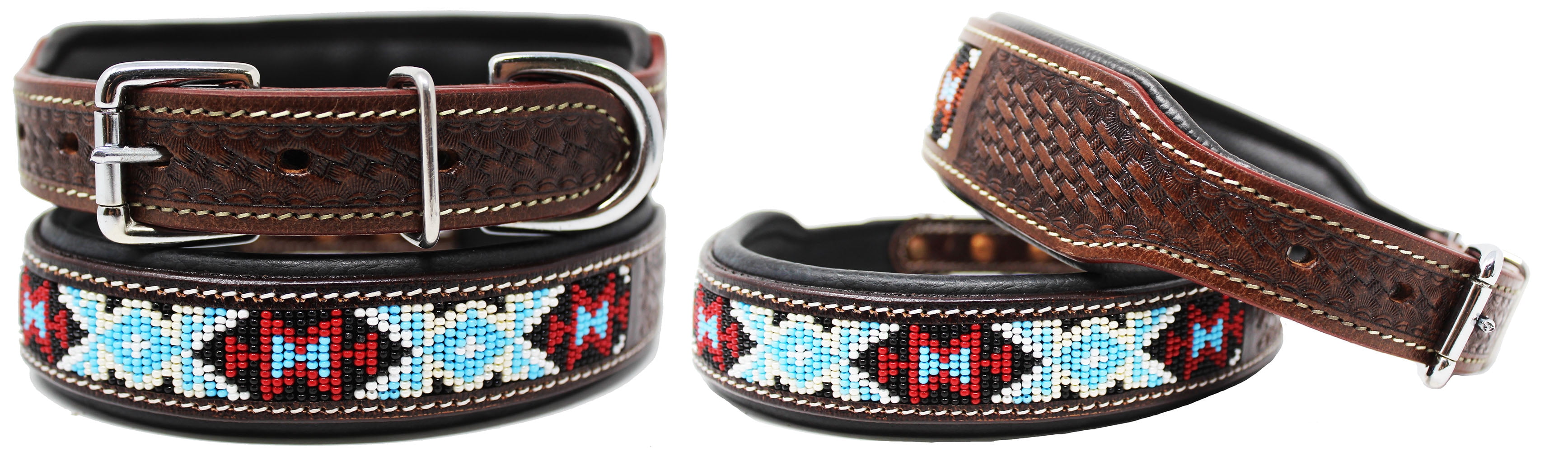 Small 13''- 17'' Dog Puppy Collar Genuine Cow Leather Adjustable Padded ...