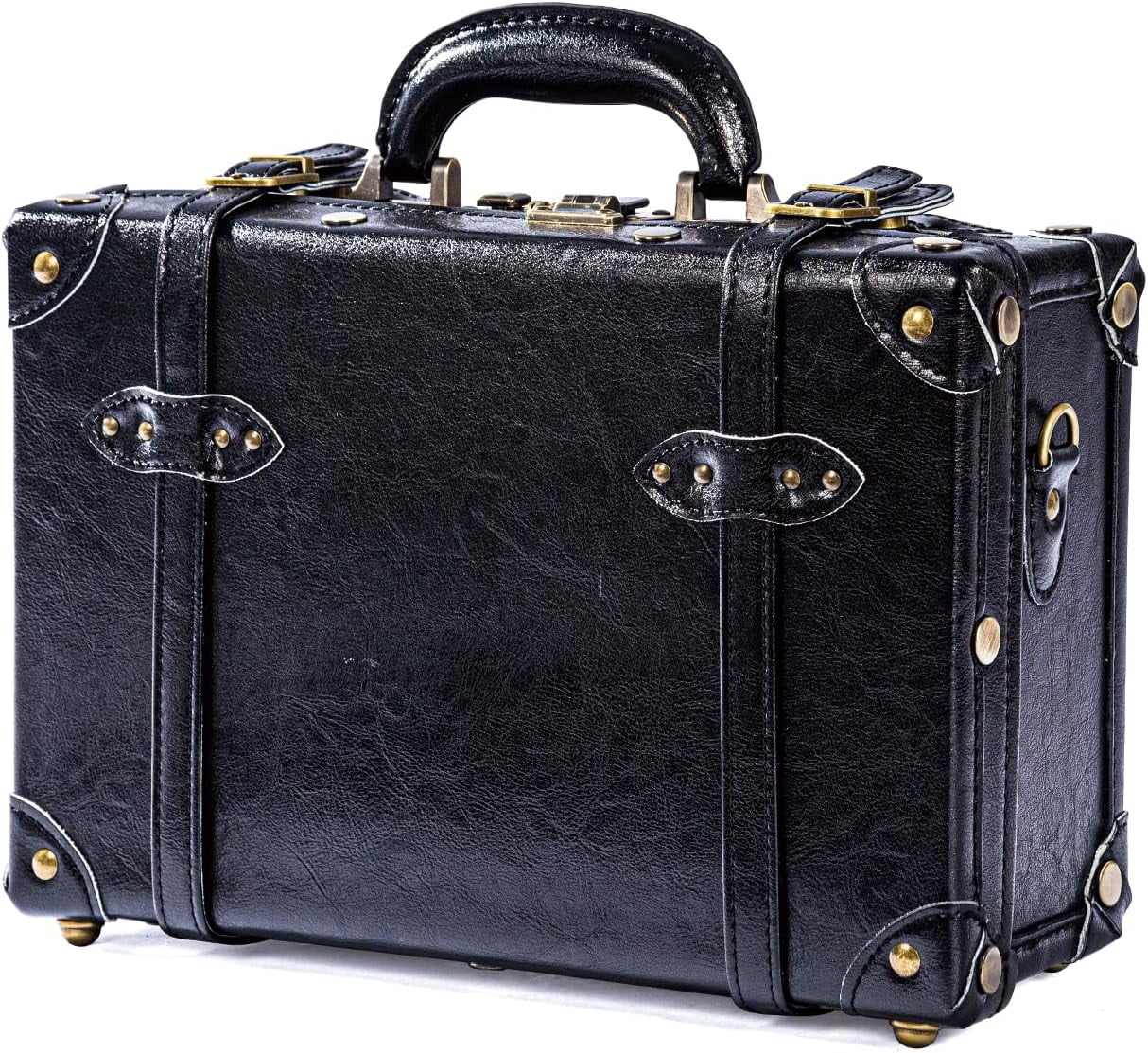 Small 13" Carry on Suitcase Cute Pu Overnight Vintage Trunk Luggage Bag ...