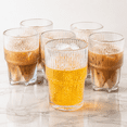 Small 14oz Ribbed Glass Tumbler Set of 6 Origami Fluted Design ...