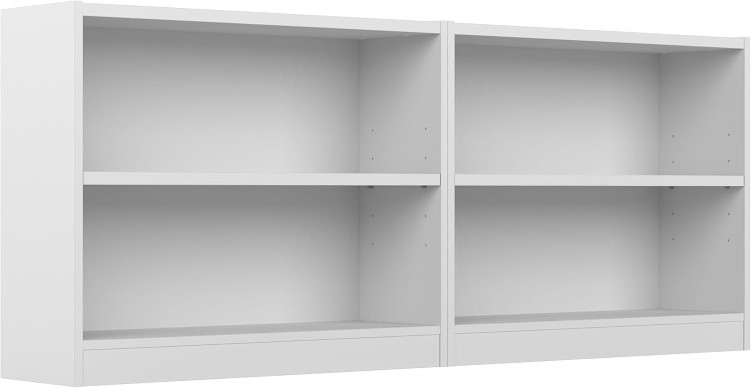 Small 2 Shelf Bookcase in White - Set of 2, Matching Storage and ...