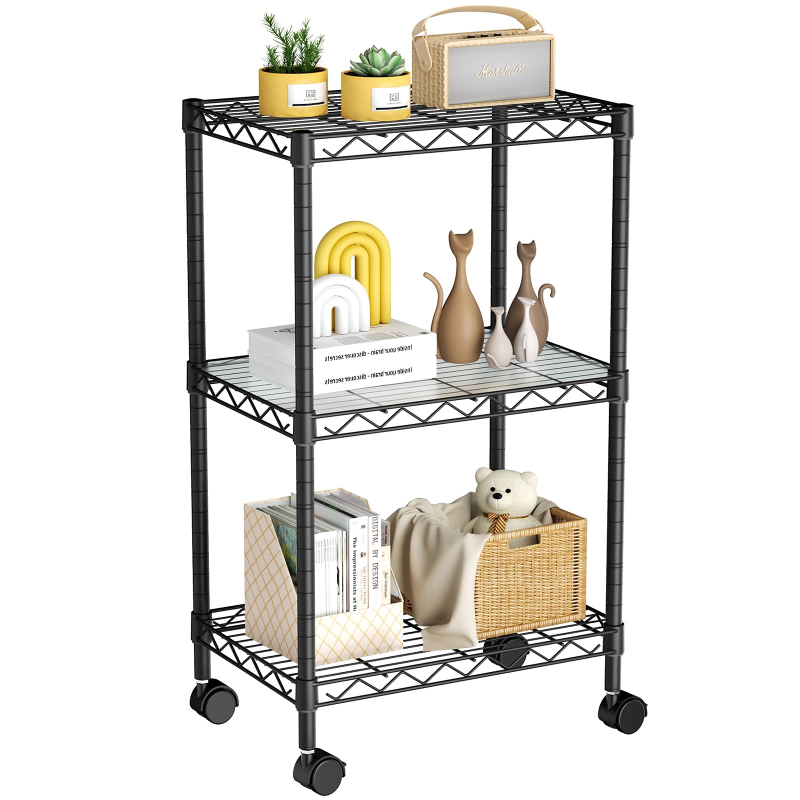 Small 2 Tier Shelves Storage Wire Shelving Unit Metal Shelf Adjustable ...