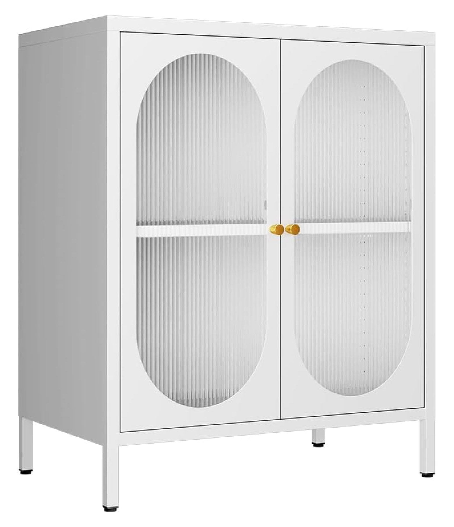 Small 2 Transparent Door Metal Storage Side Buffet Cabinet for Bed Room ...