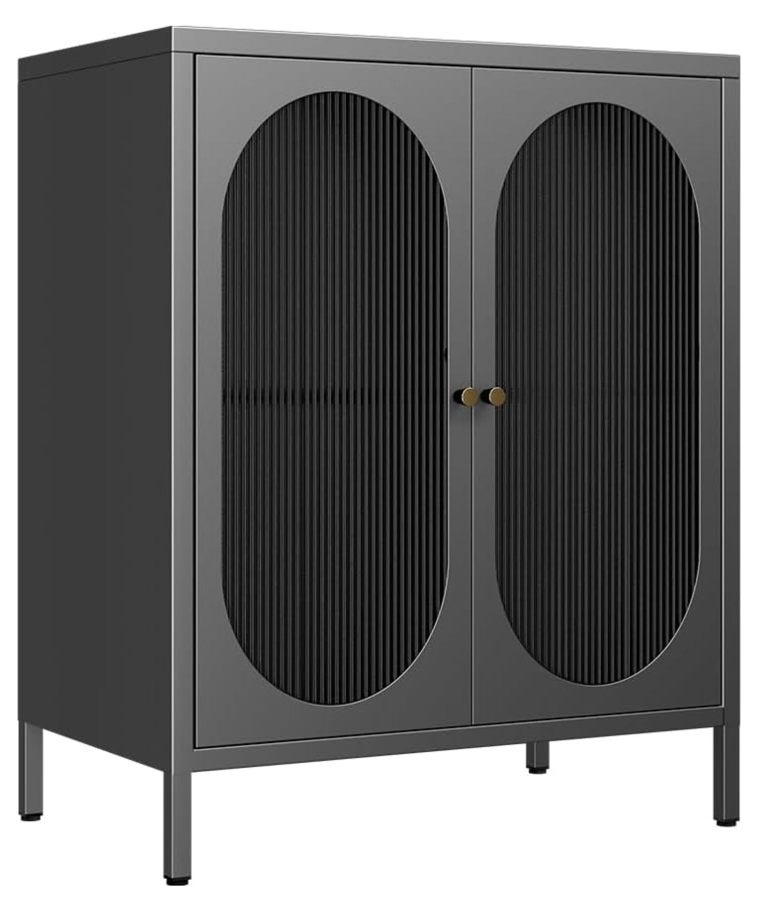 Small 2 Transparent Door Metal Storage Side Buffet Cabinet for Bed Room ...