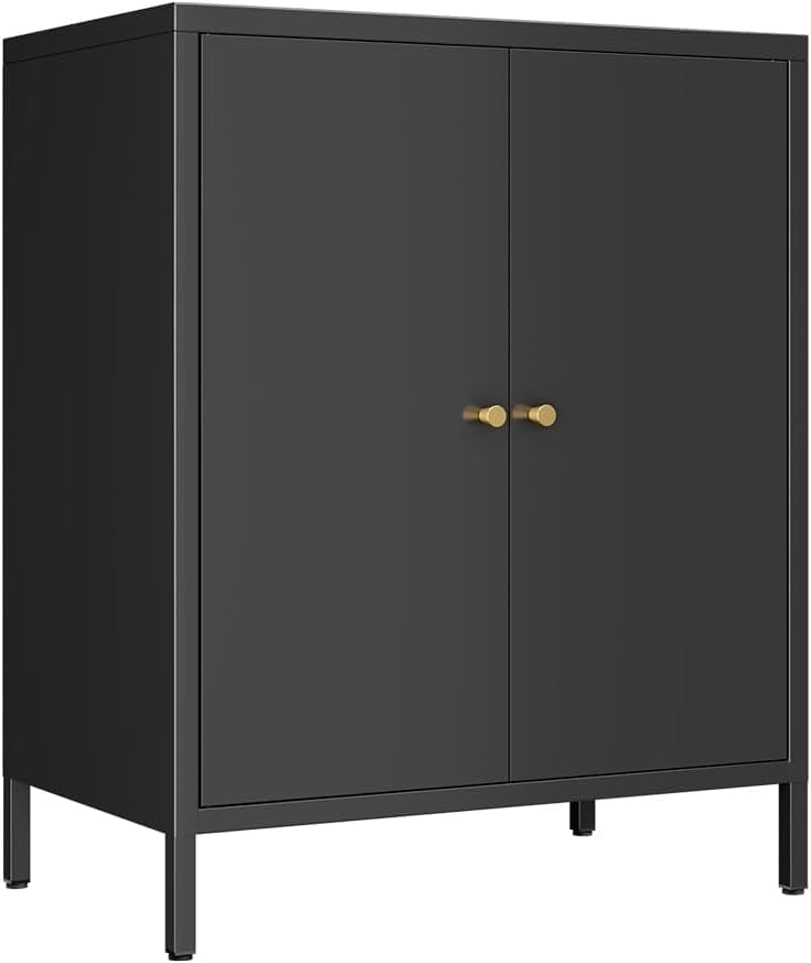 Small 2 Transparent Door Metal Storage Side Buffet Cabinet for Bed Room ...