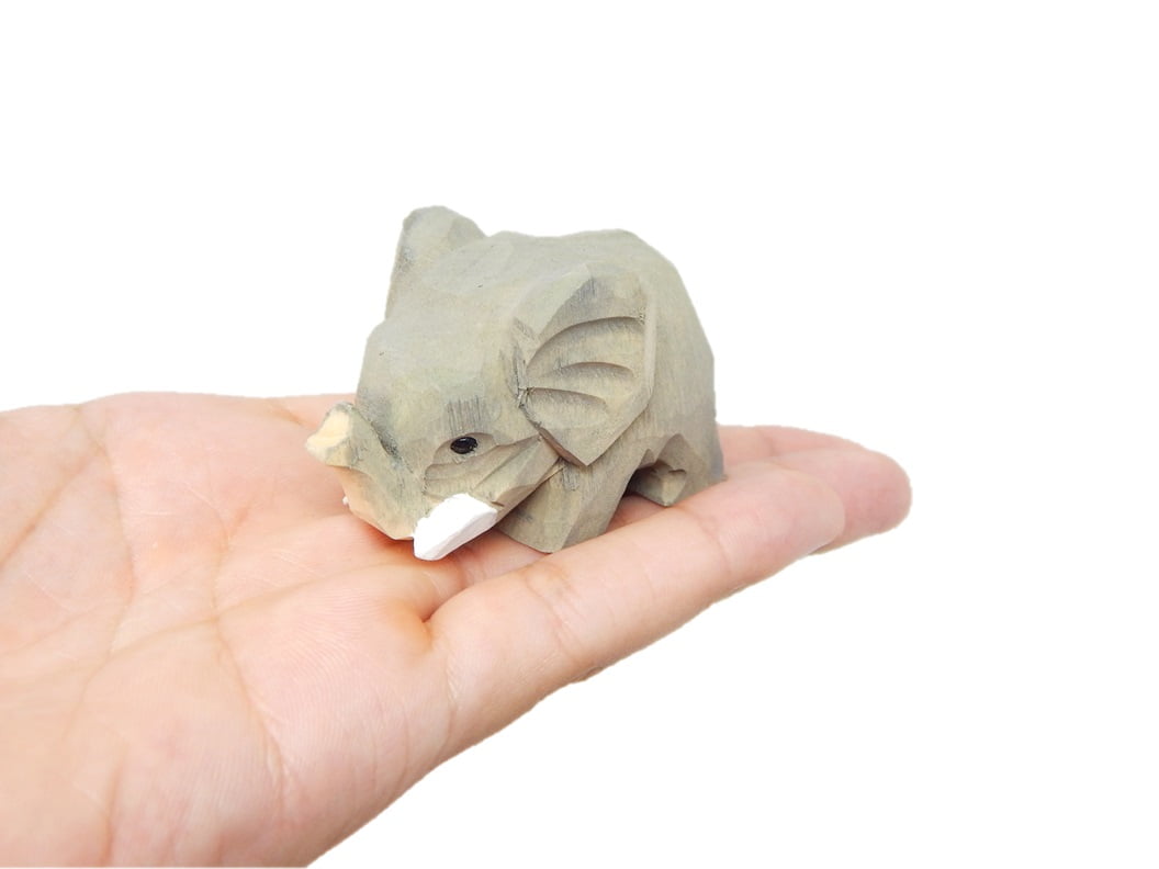 Small 2" Wooden Elephant Figure - Carving, Hand-Made, Decoration ...