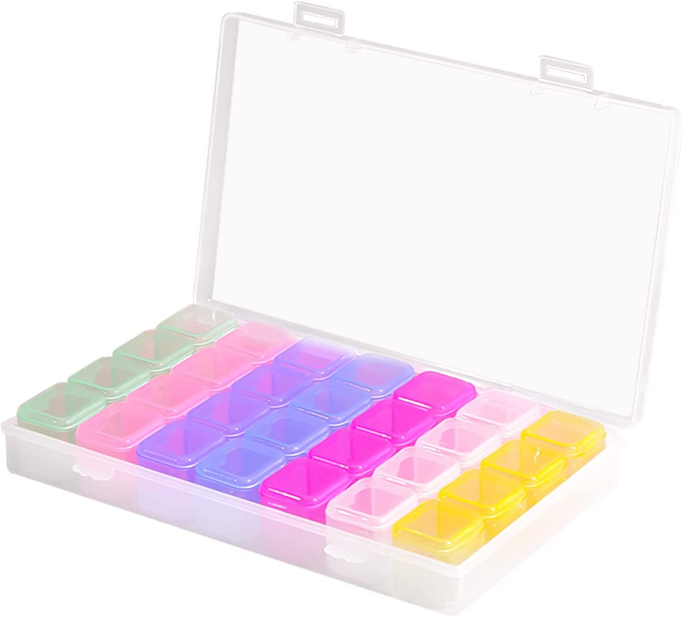 Small 28 Grids Diamond Box Clear Plastic Jewelry Craft Storage ...