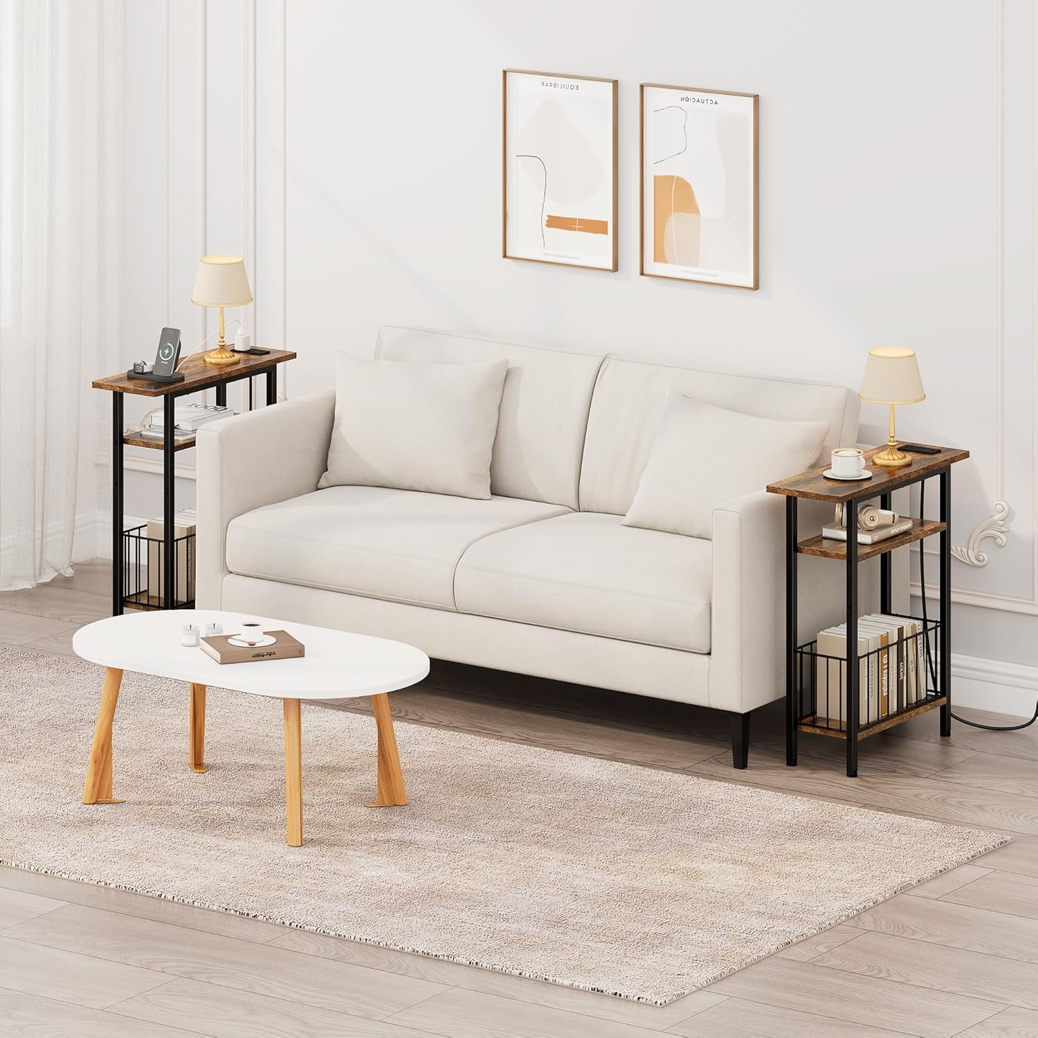 Small 3-Tier End Table + Narrow Side Table for Couch & Sofa ...