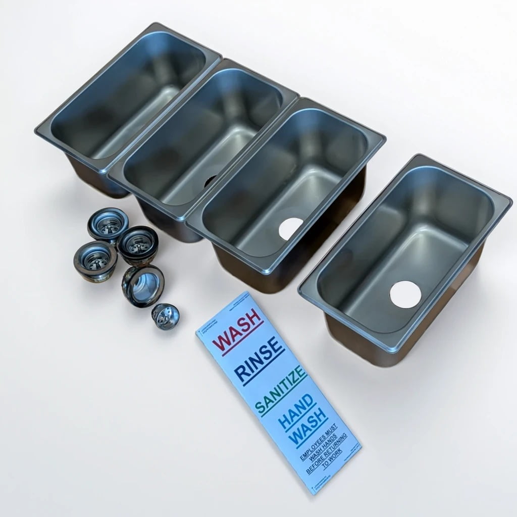 Small 4-Compartment Drop-in Stainless Steel Concession Sink Kit with ...