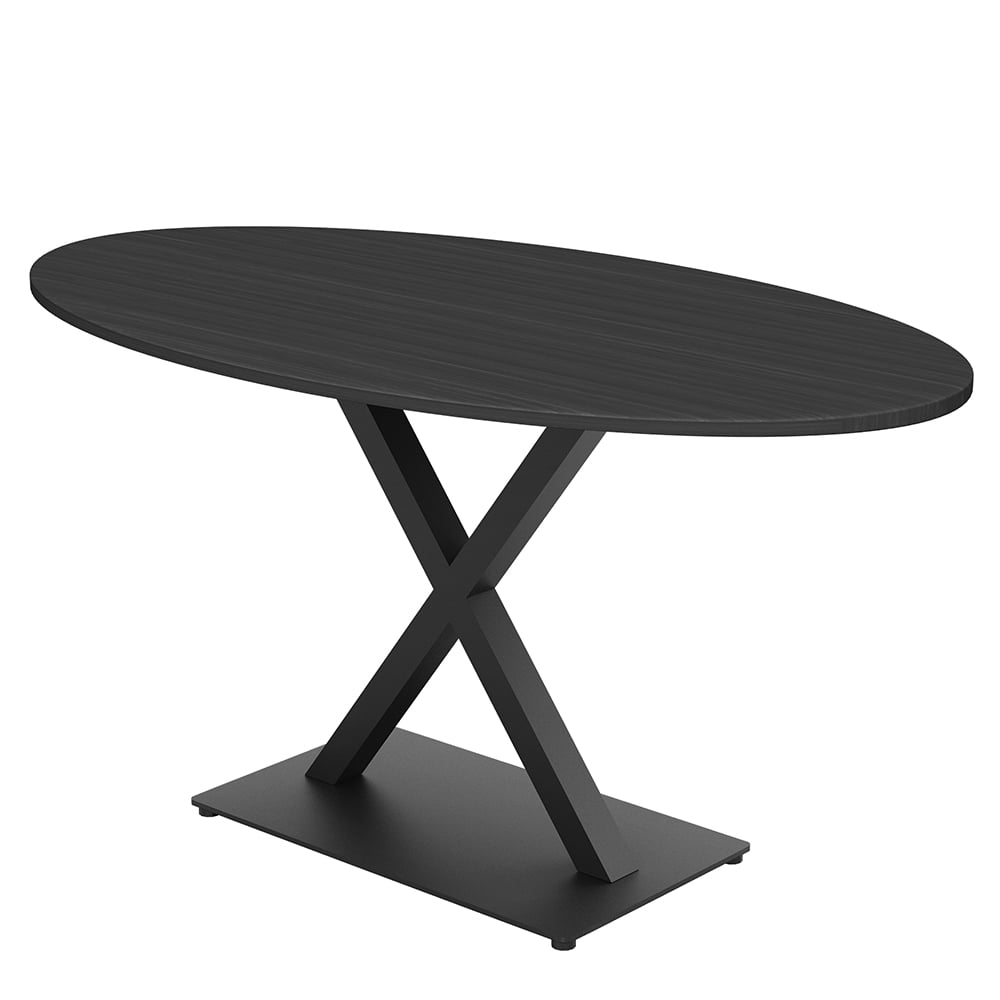Small 4 Person Oval Conference Room Table With X Base And Power Unit ...