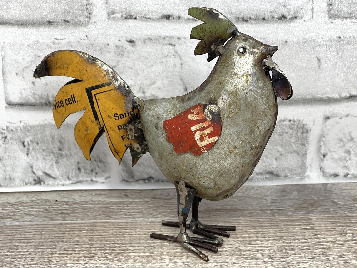 Small 6 Inch Tall Repurposed Scrap Metal Rooster Chicken Statue Home ...