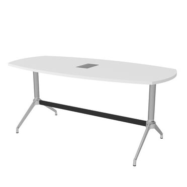 7 Foot Arc Boat Conference Table With Square Metal Base Power And Data ...