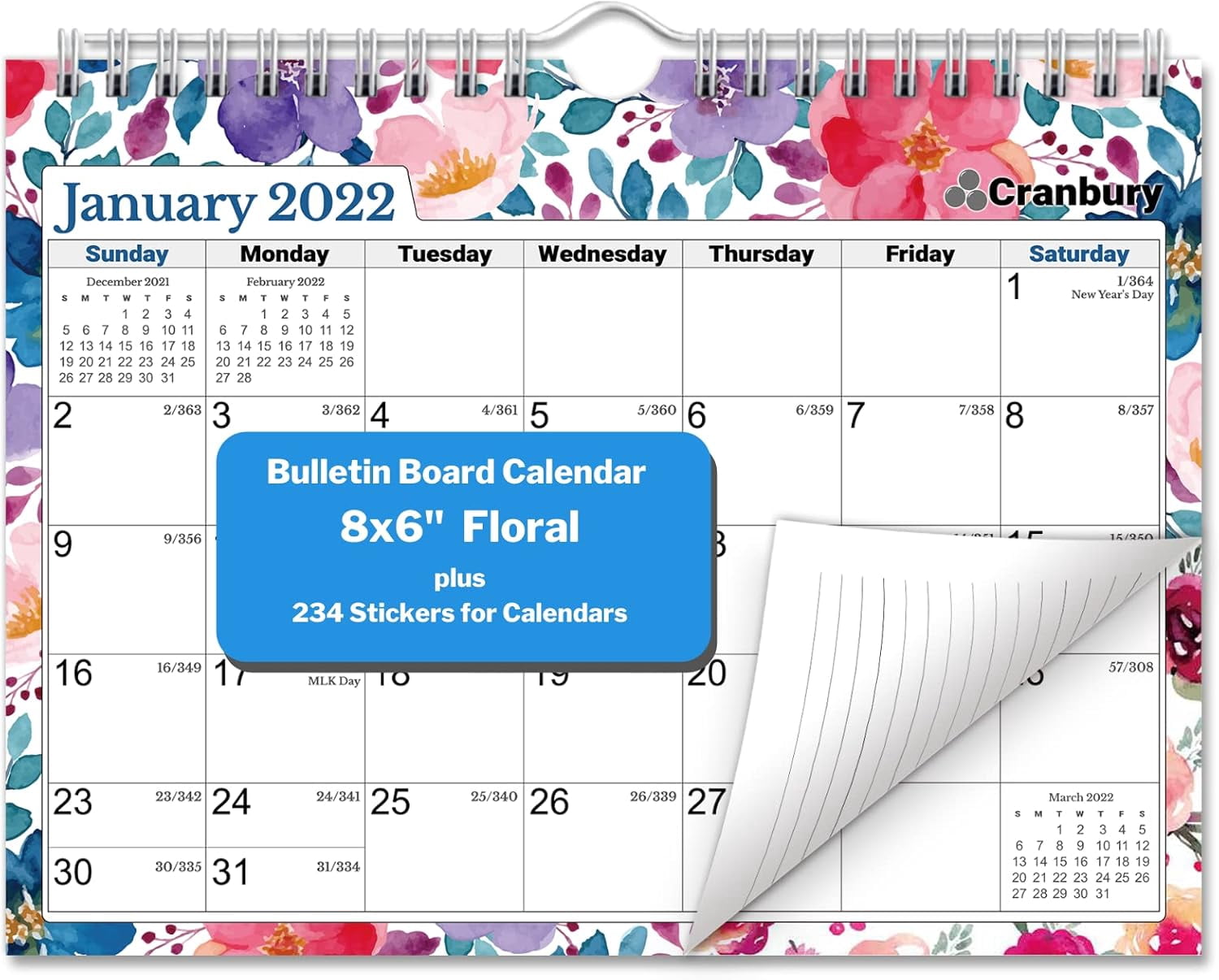 Small 8x6 Wall Calendar 2023 (Floral), Gorgeous Flower Designs, Use to ...