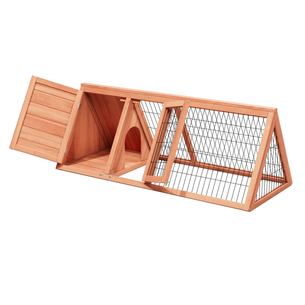 Small A-Frame Poultry Hutch (Wooden) - 2-Door Quail/Chicken Cage ...