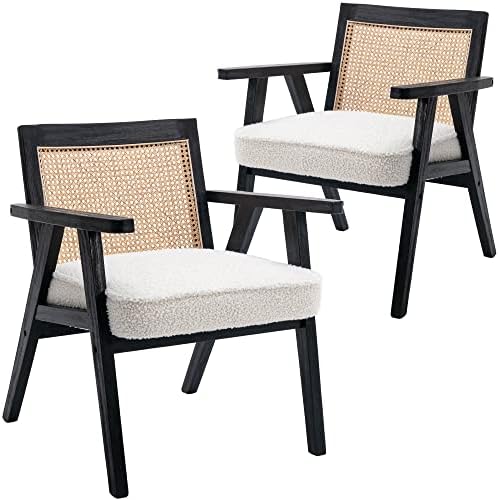Small Accent Chair Set of 2, Upholstered Mid Century Modern Accent ...