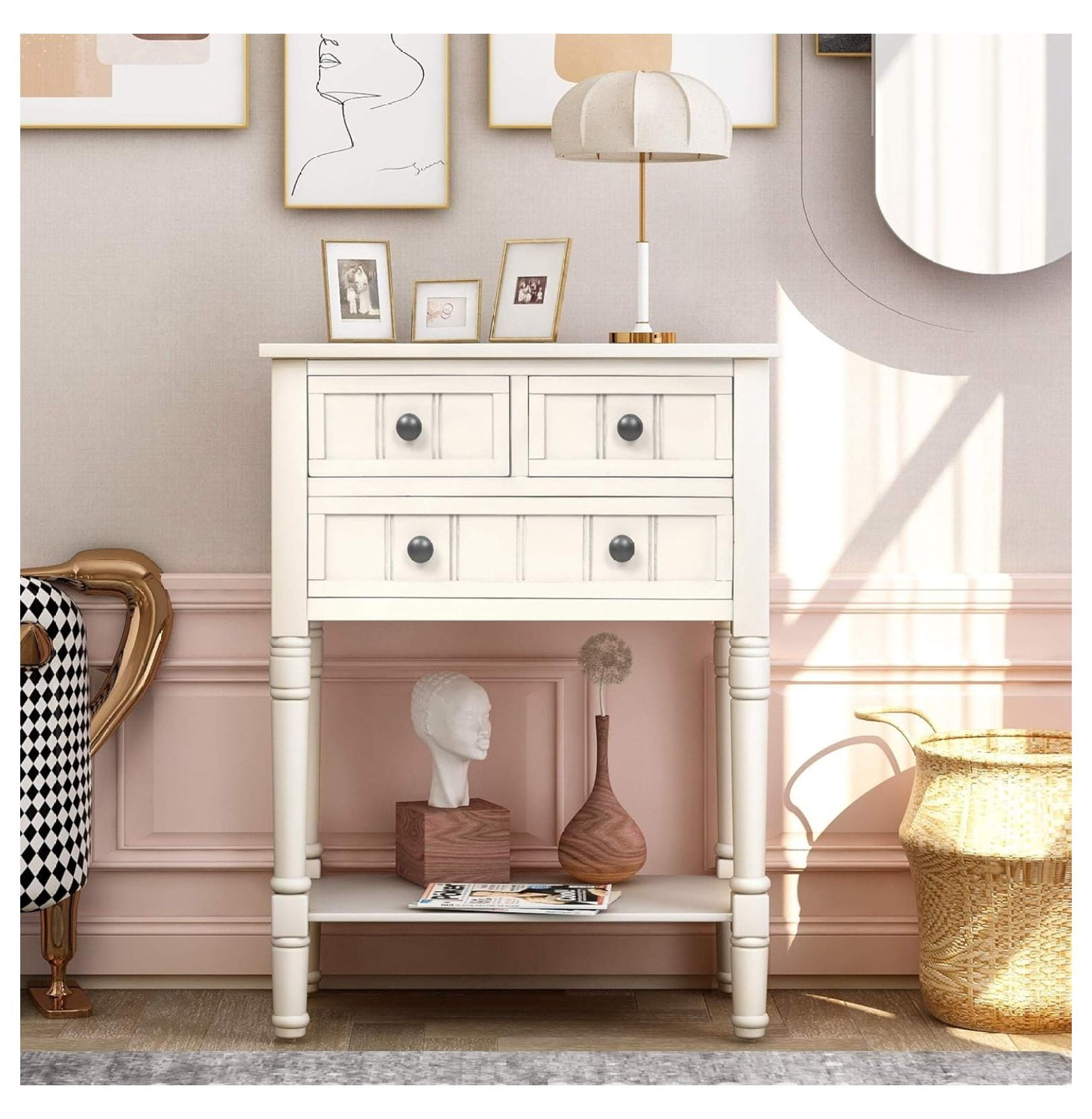 Small Accent Entryway Console Table with Storage Drawers, Narrow ...