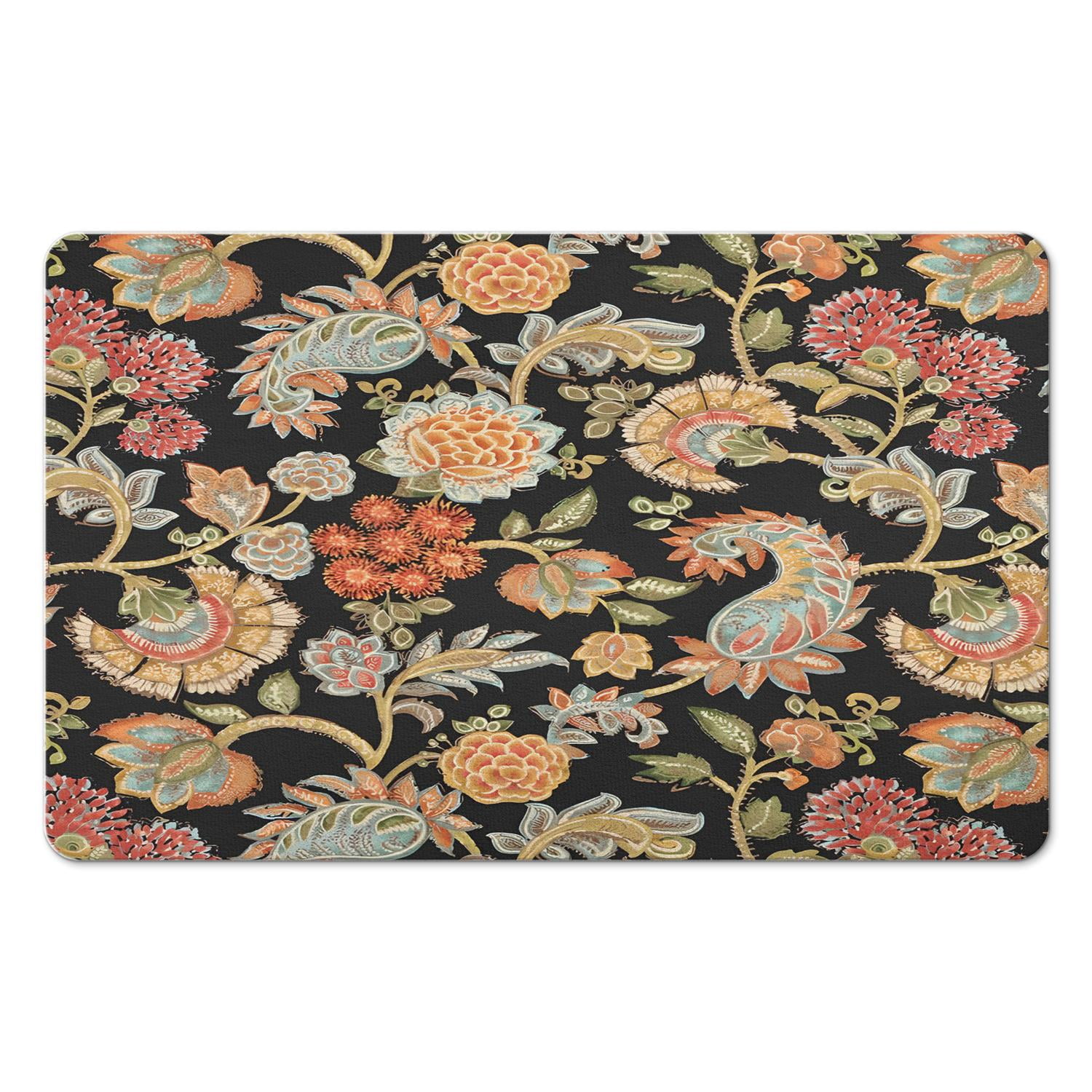 Small Accent Floral Green Rug 20x32 Inch - Modern Washable, Non-Slip ...