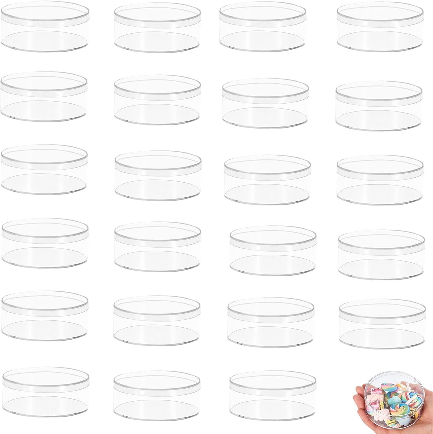 Small Acrylic Box with Lid Round Clear Display Boxes 24 Packs 3.2x3.2x1 ...
