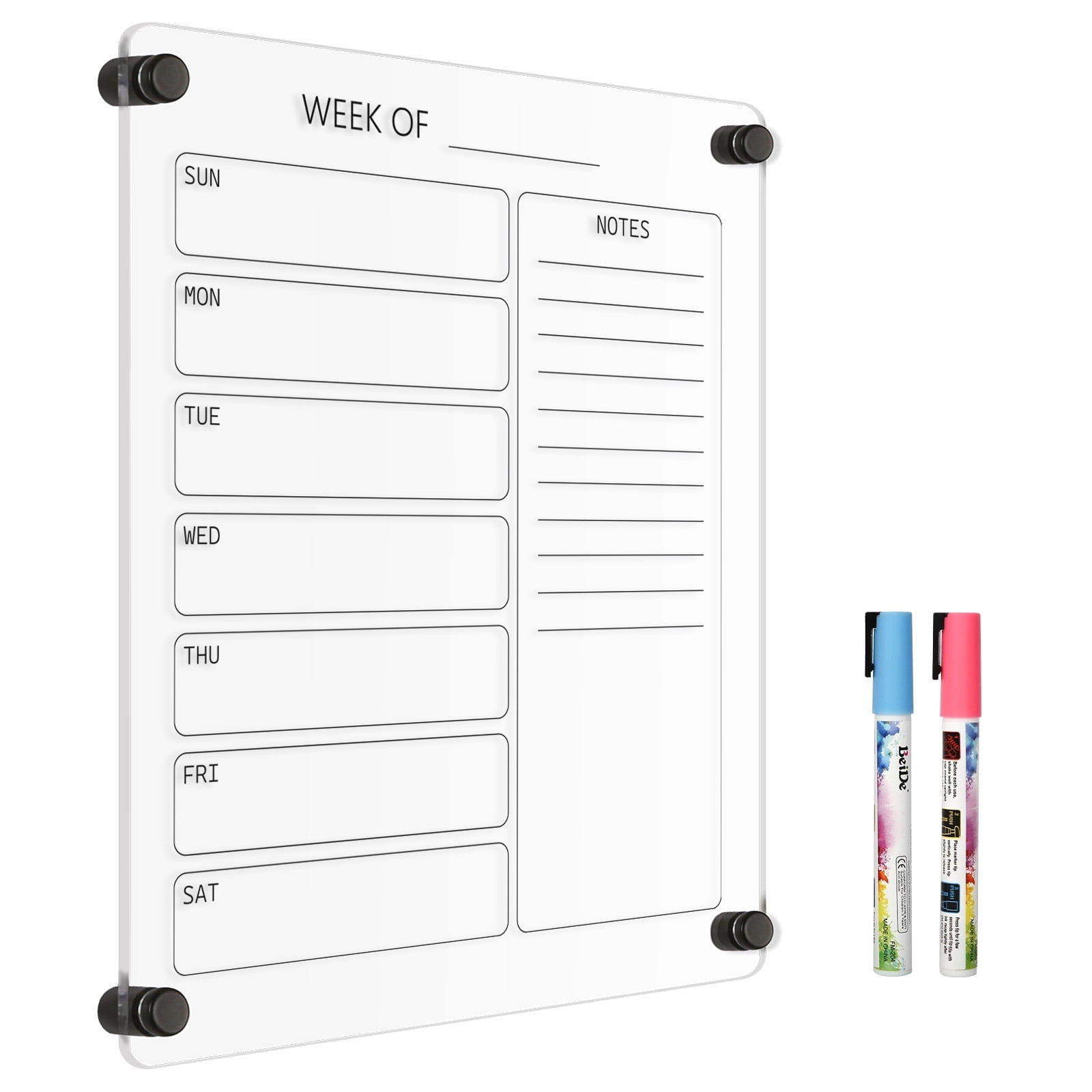 DOLLAR BOSS Small Acrylic Calendar Whitebaord for Wall, 12" X 14" Clear ...