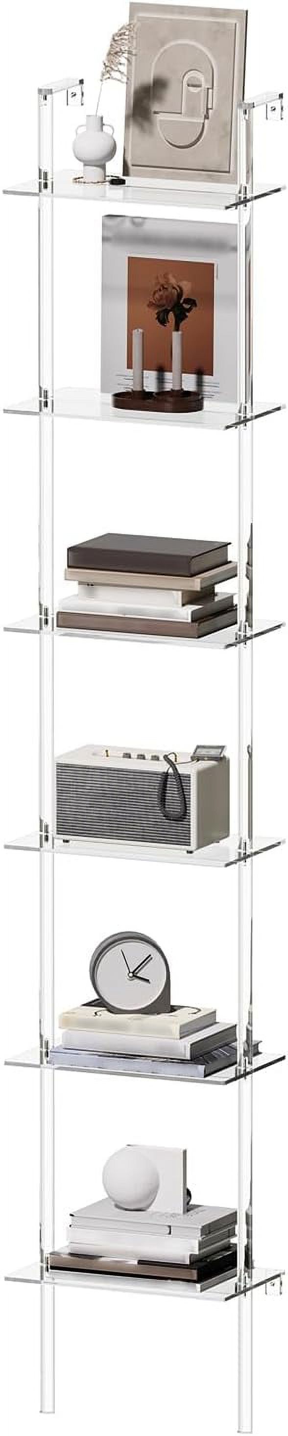 Small Acrylic Ladder Bookshelf, 9.5" D x 15.6" W, 6-Tier Clear Wall ...