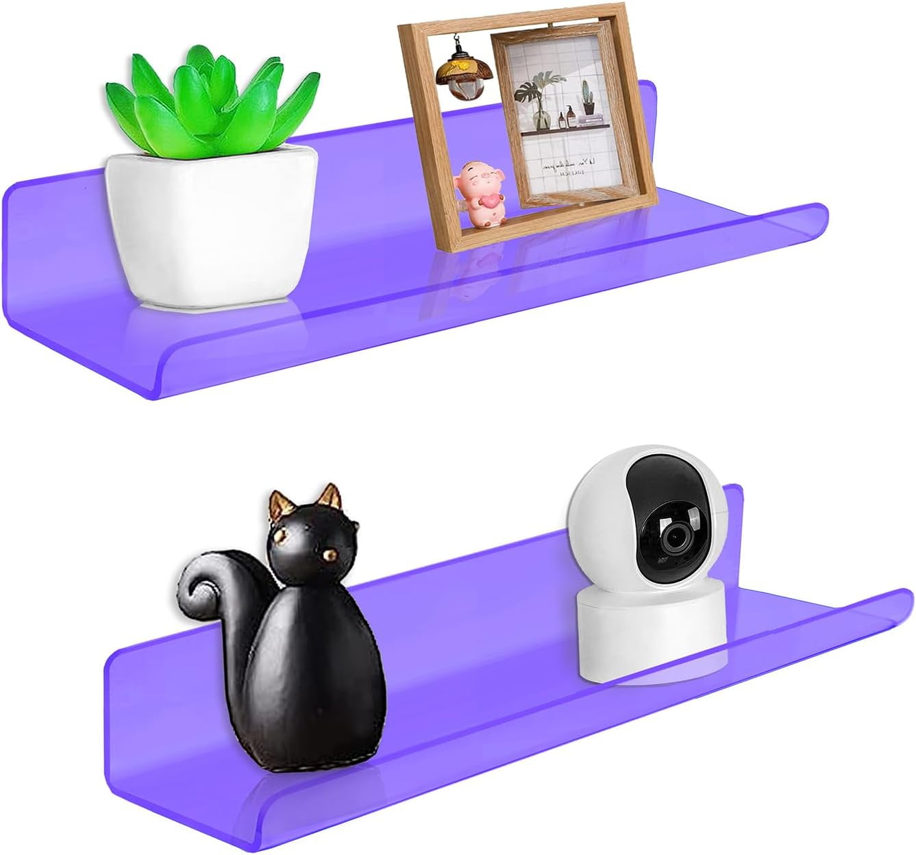 Small Acrylic Shelves Wall Mounted | Set of 2 | 12 Inches | Wall ...