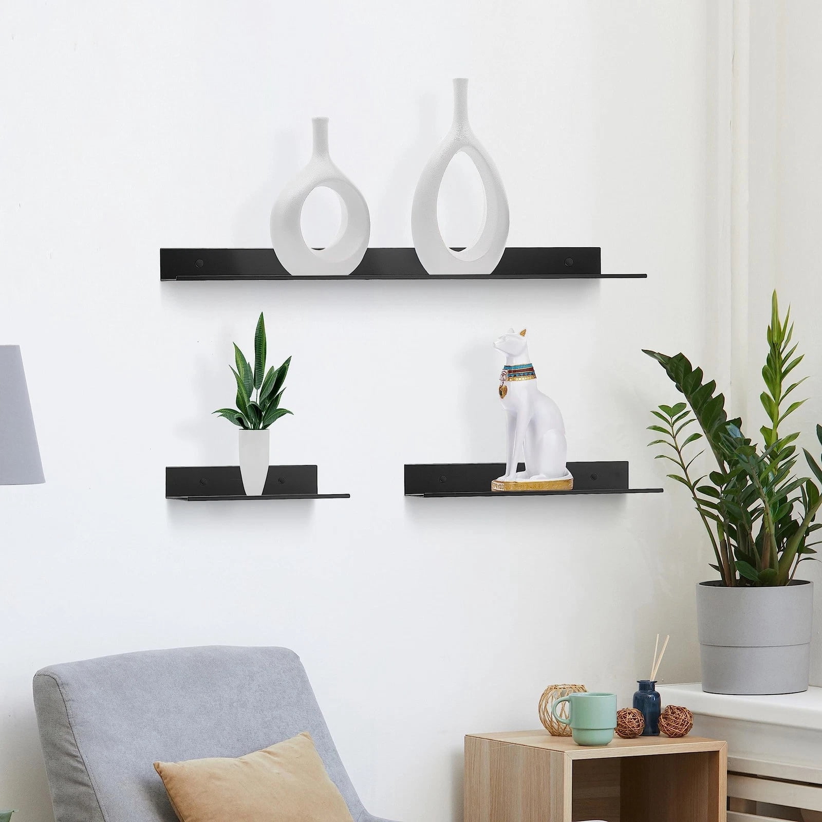 Small Adhesive Floating Shelves, Mini Metal Shelf, Decor Display Wall ...