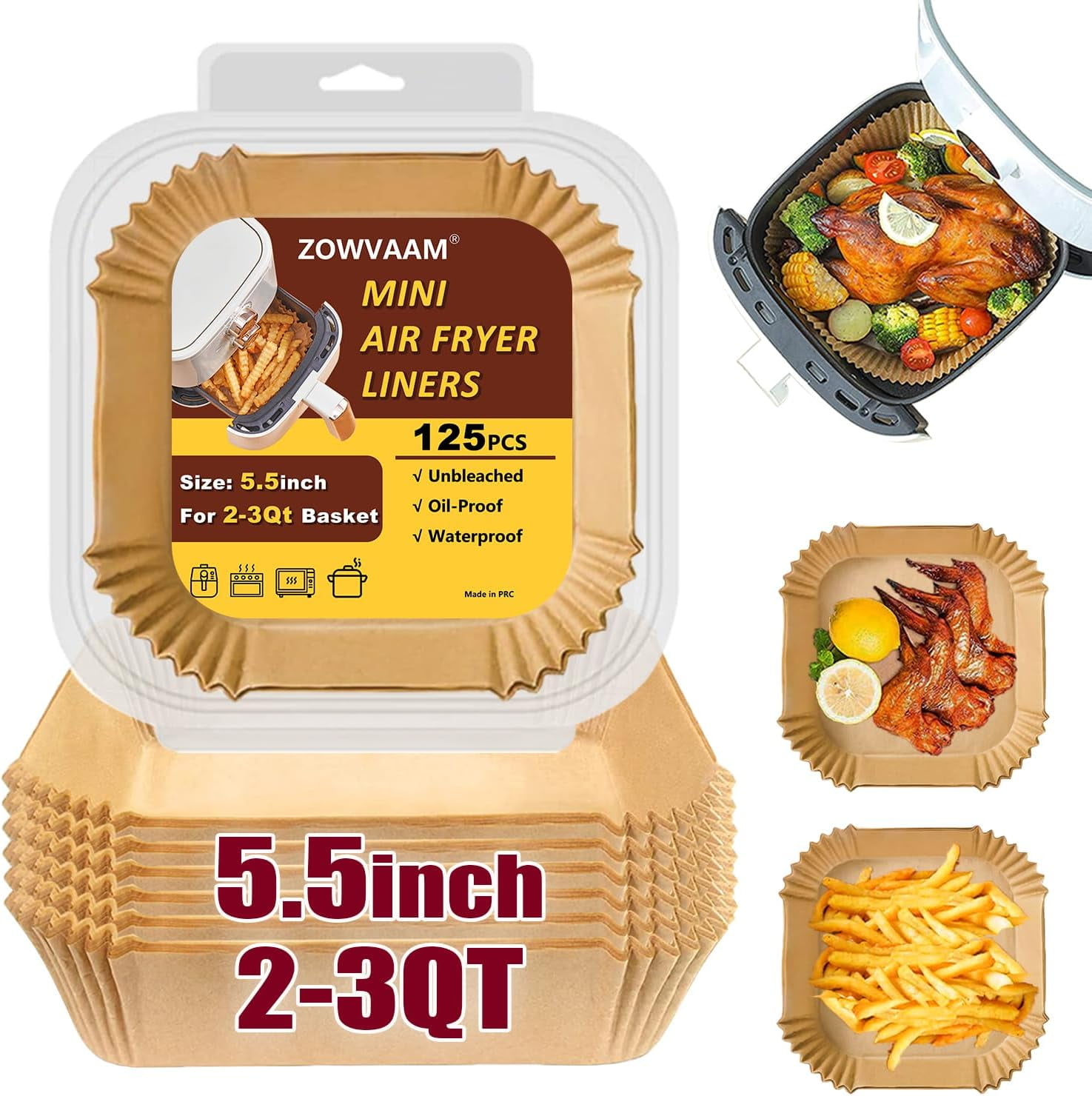 Small Air Fryer Liners for CHEFMAN 2 Qt Mini Air Fryer, 5.5inch Mini ...