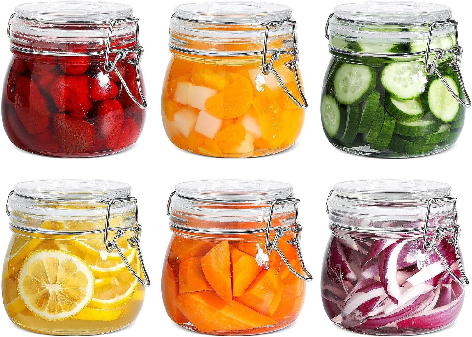 Small Airtight Glass Jars Set of with Lids Food Storage Jar Round ...