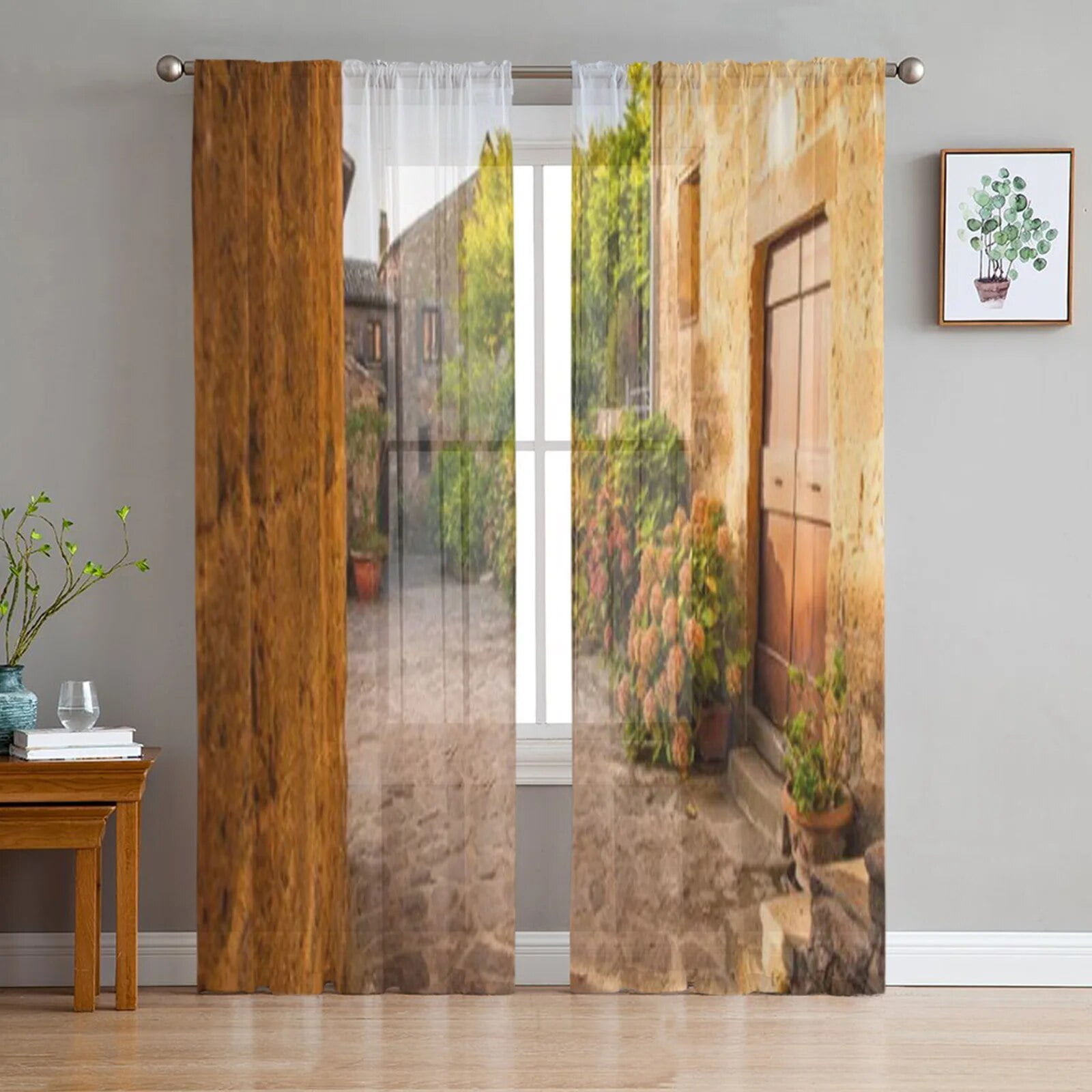 Small Alley In The Tuscan Village Chiffon Sheer Curtains for Living Room Bedroom ration Window ...