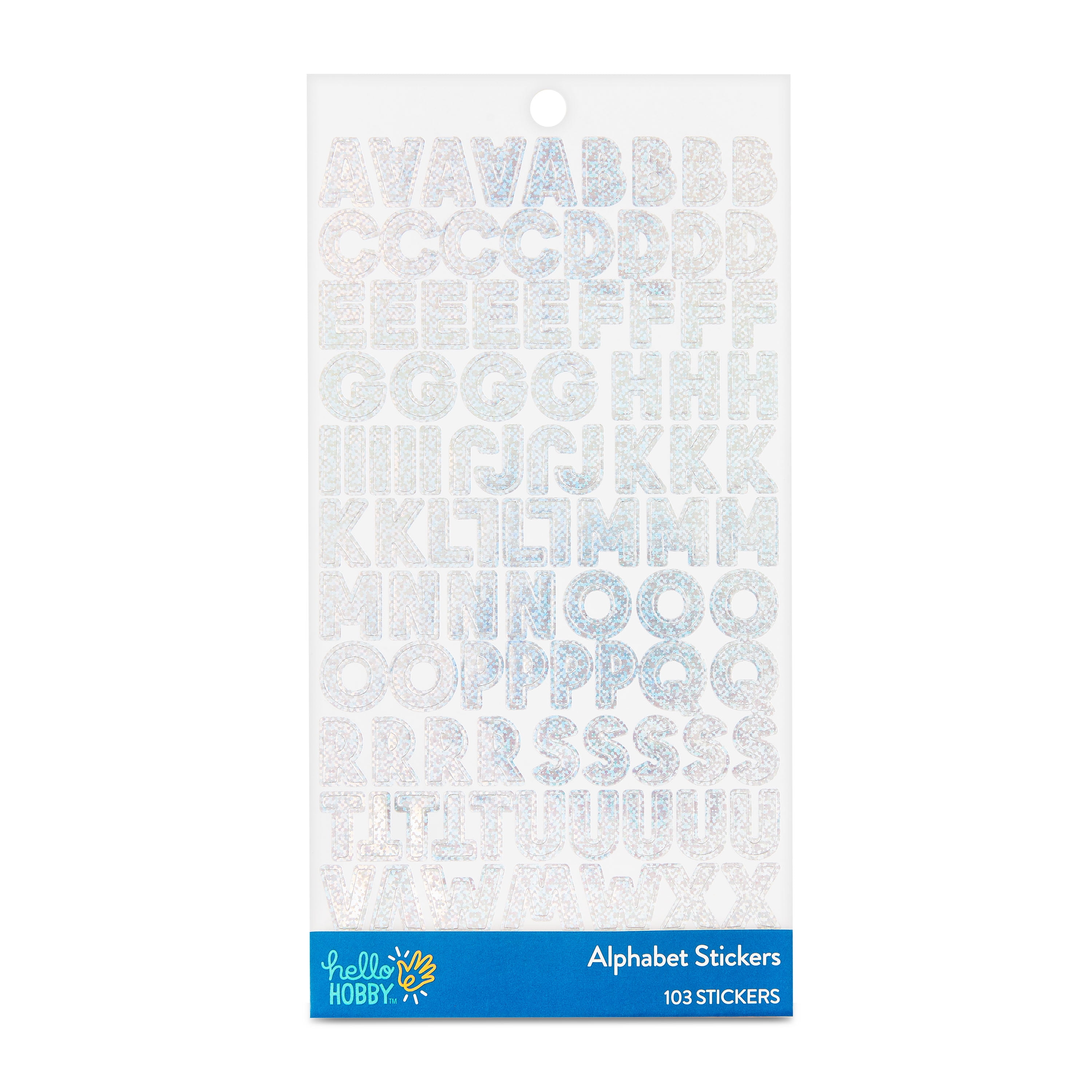 Hello Hobby Silver Holographic Alphabet Stickers, 103 Count for ...