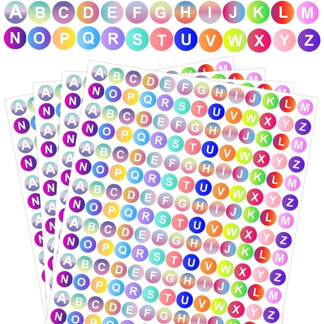 Small Alphabet Stickers Letter A-Z Colorful 1/2 inch Self-Adhesive ...