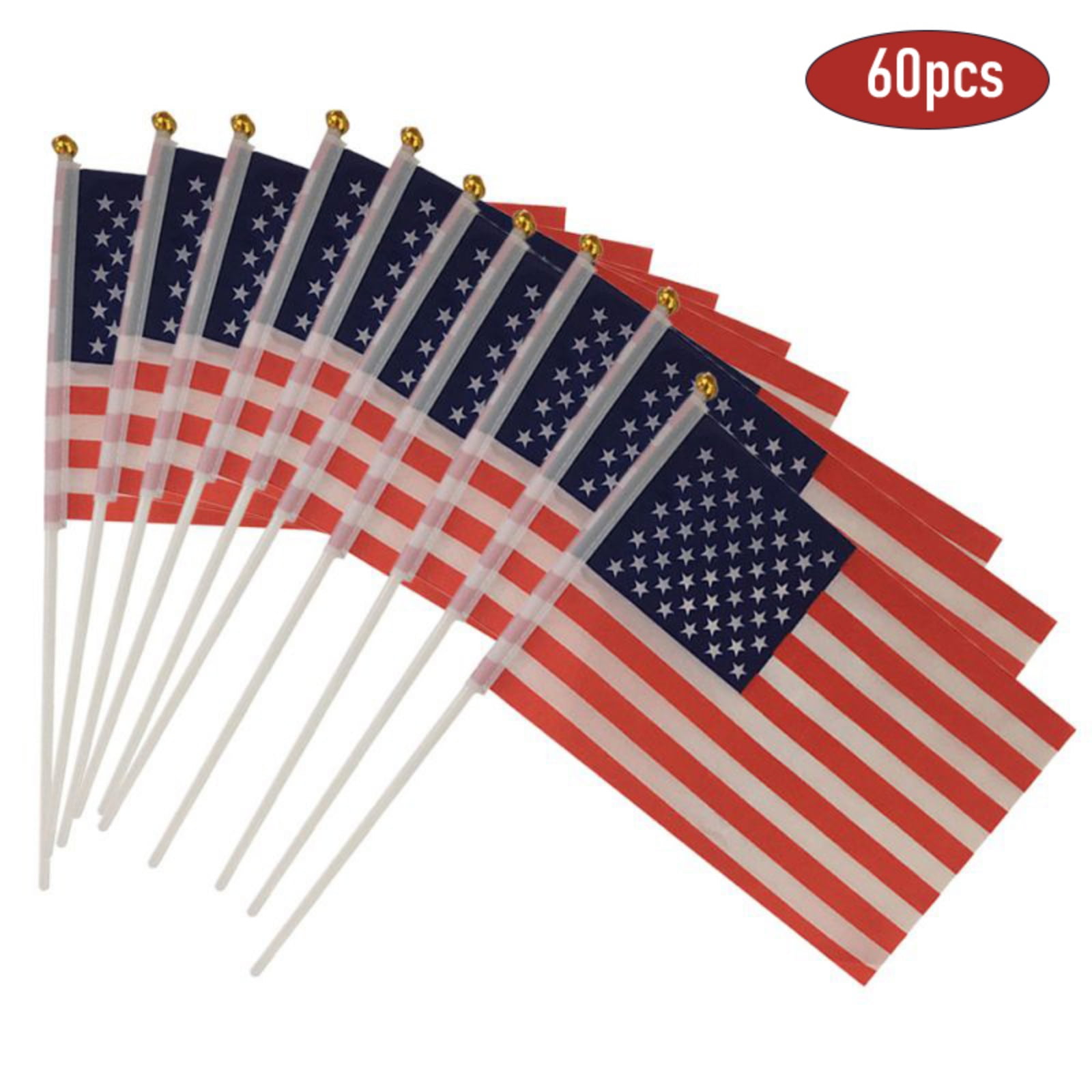 Small American Flags on Stick 5 x 8 Inch, 60PCS Handheld US Flag with ...