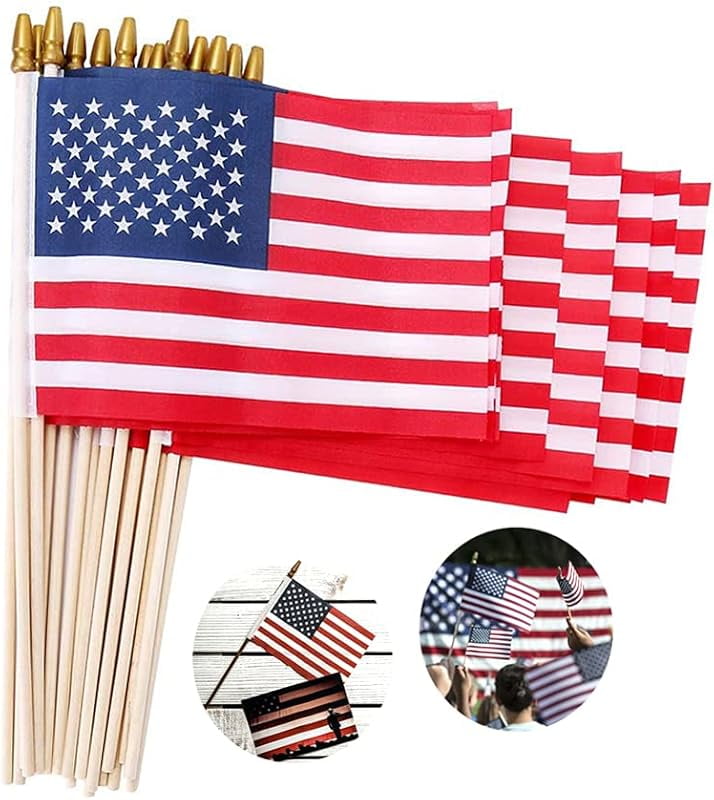 Small American Flags on Stick 5x8 Inch/12 Pack - Mini Ameirican Flags ...