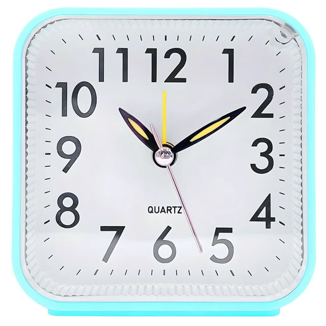 Small Analog Alarm Clock Battery Operated, Travel Silent with No ...