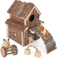 Small Animal Activity Toy Hamster Houses Hideouts Wooden Rat Playground ...
