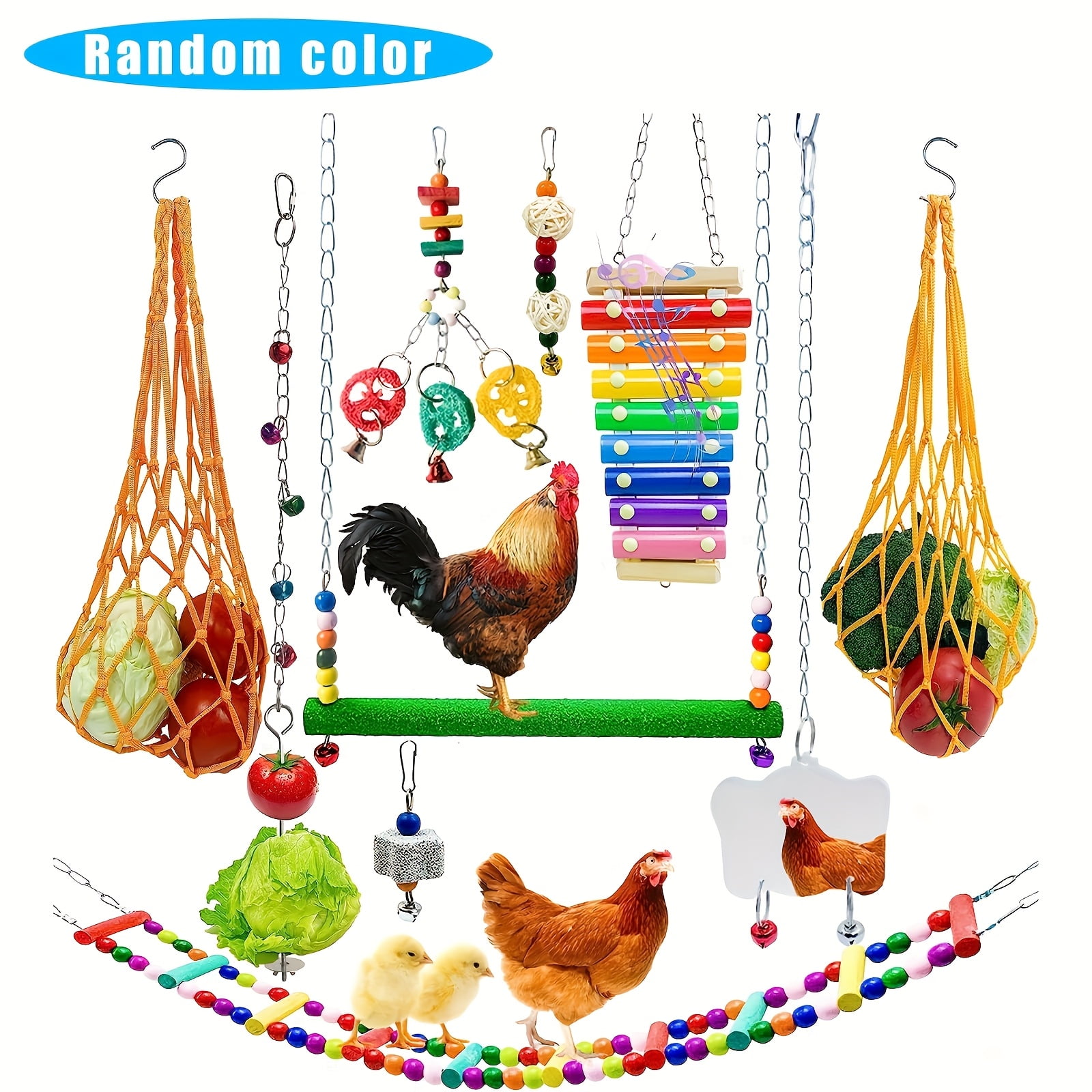 Small Animal Chicken Coop Accessories Set, Plastic Poultry Toys ...