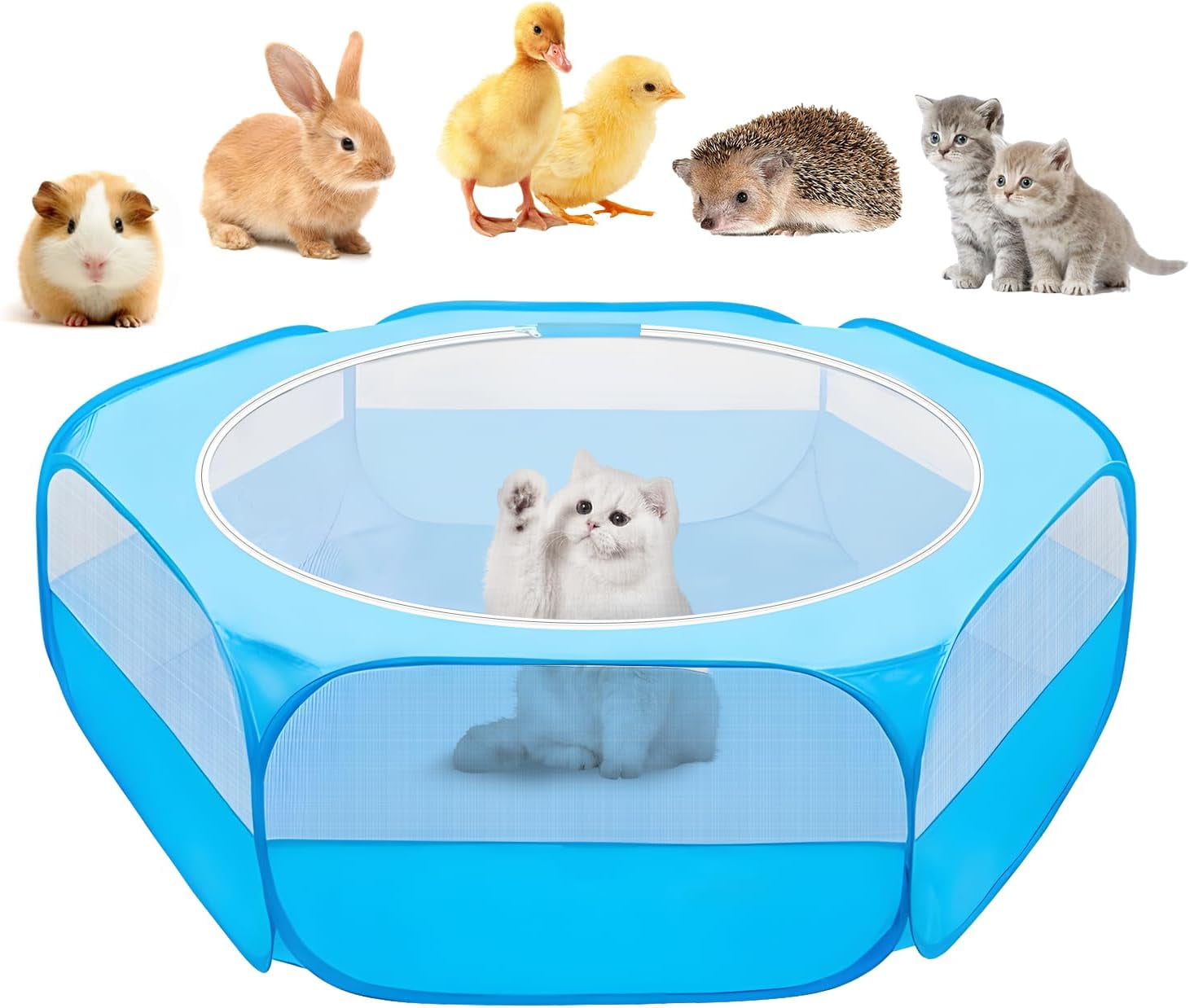 Small Animal Playpen, Chicken Brooder Box with Cover Top, Portable ...