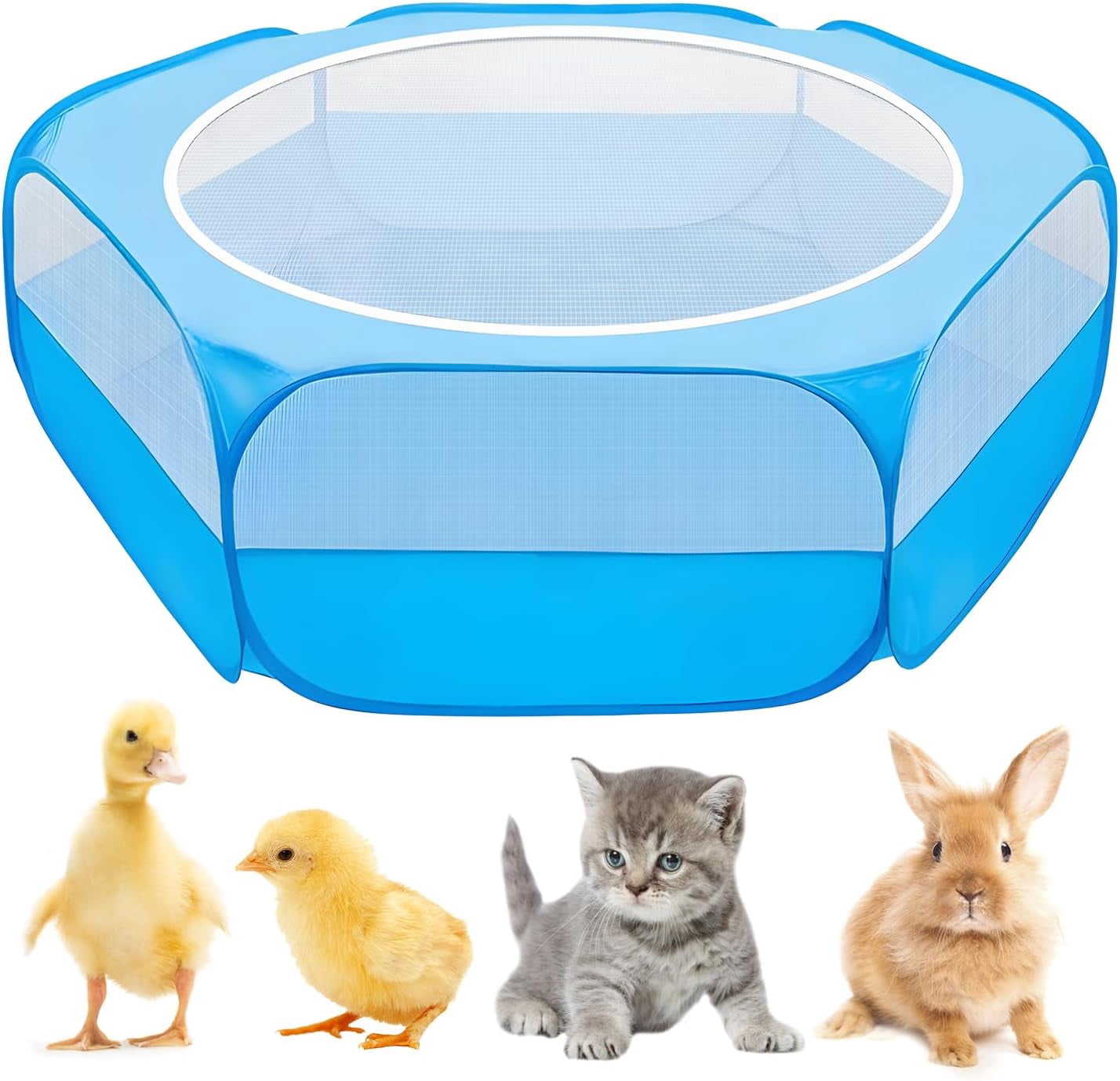 Small Animal Playpen, Chicken Brooder Box with Cover Top, Portable ...